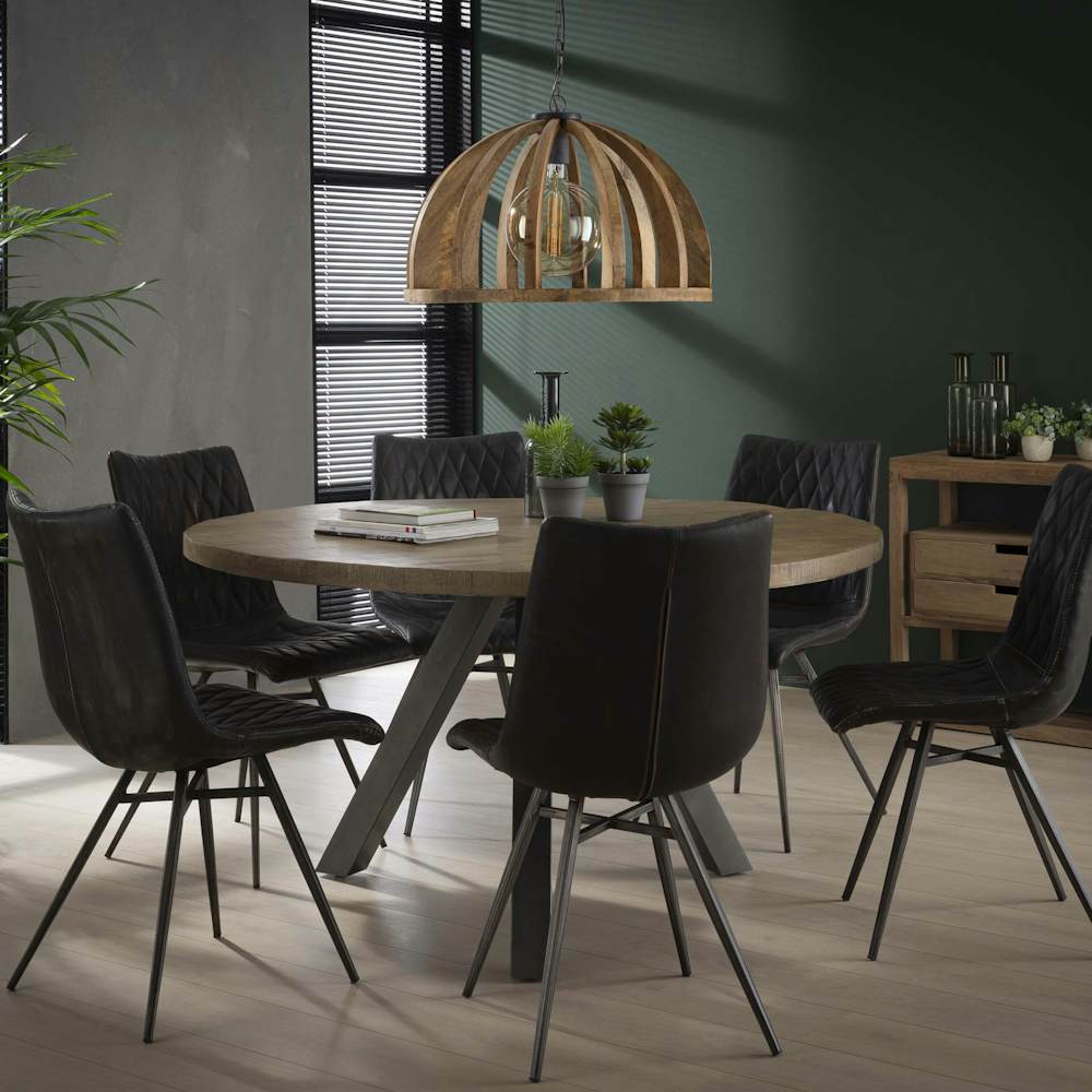 Table à manger ronde manguier massif blanchi D140 cm LUCKNOW | Tables à ...