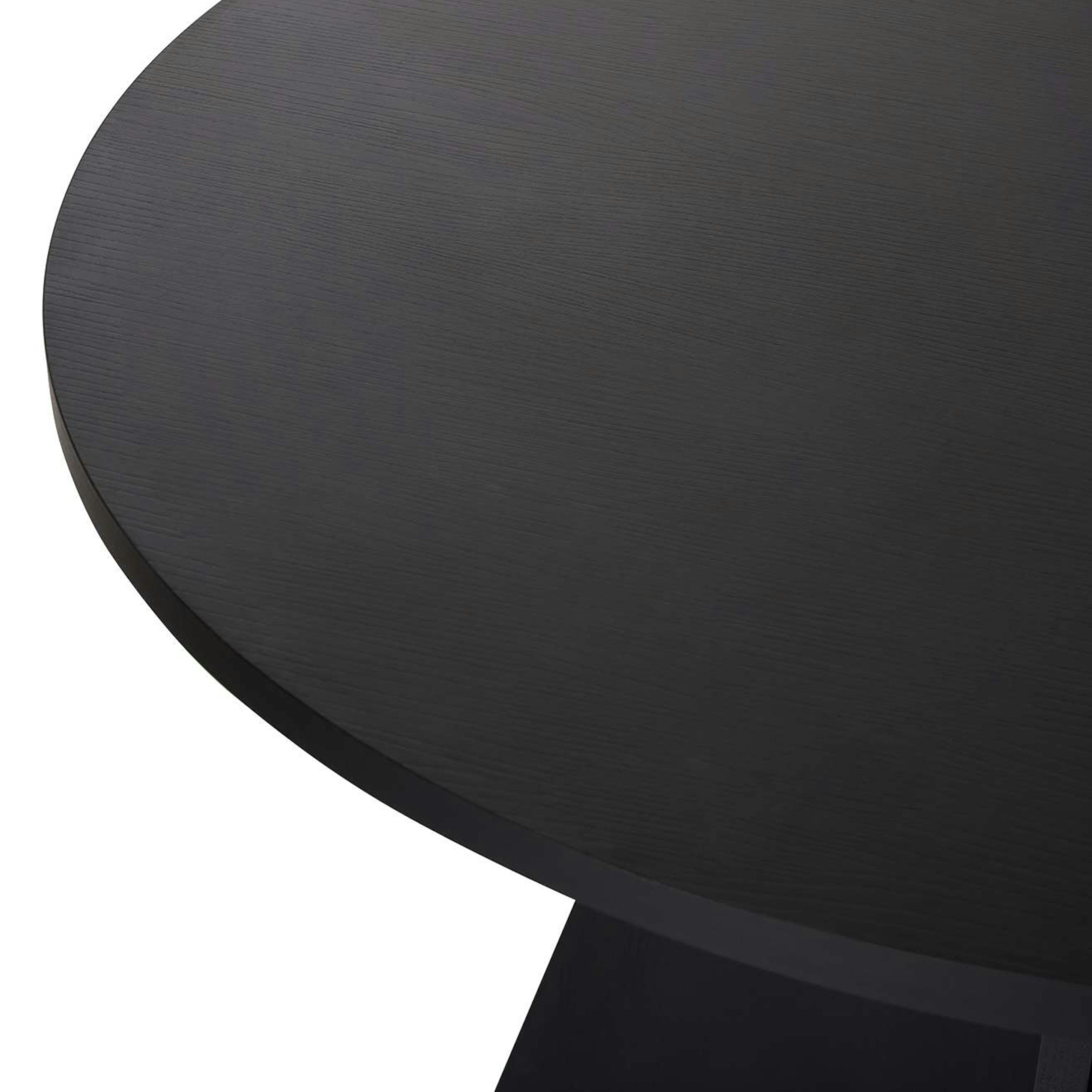 Table à manger ronde noire effet bois Ø120 cm MARFA | Tables à manger ...