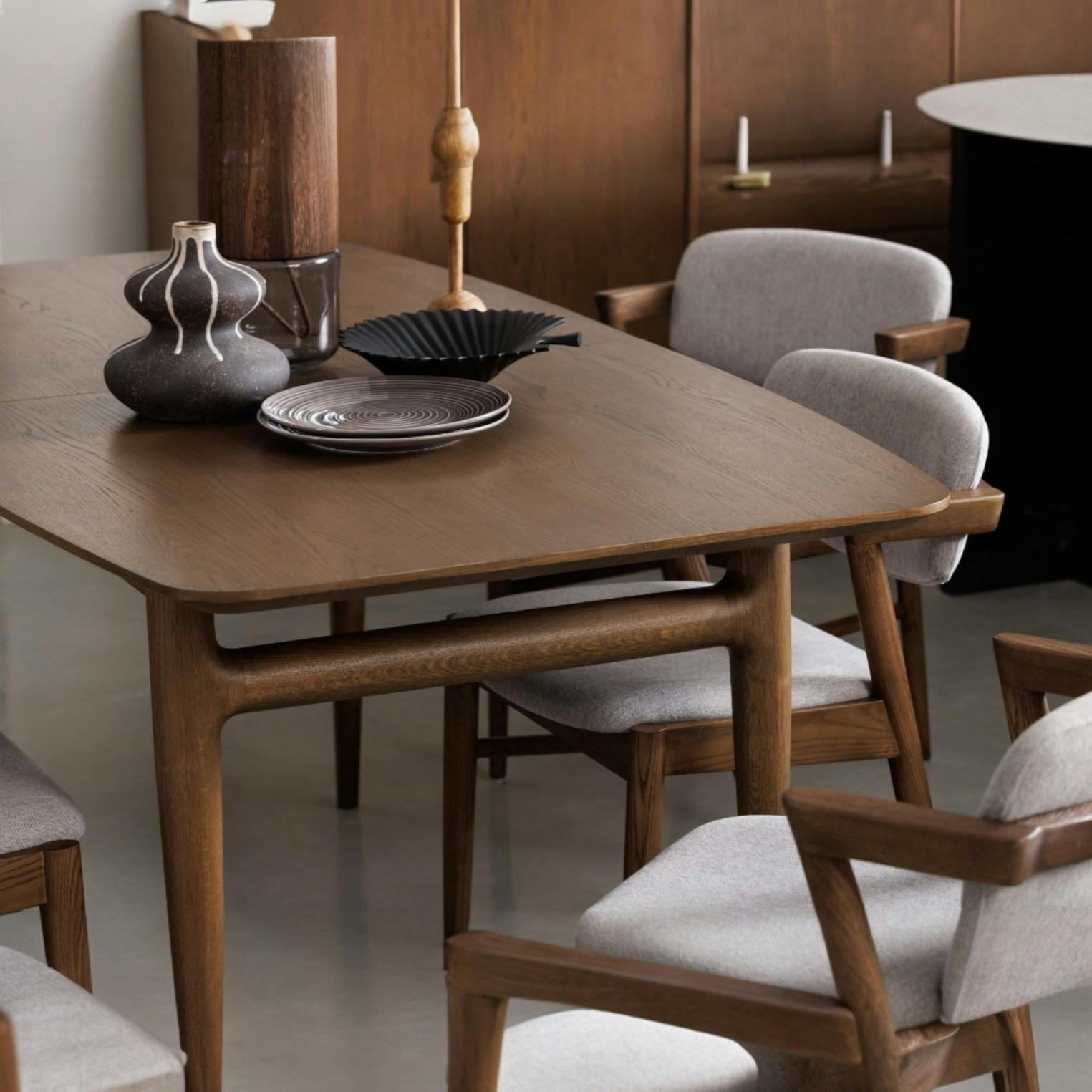 Table à manger vintage en chêne avec rallonge intégrée 160-215 cm ...