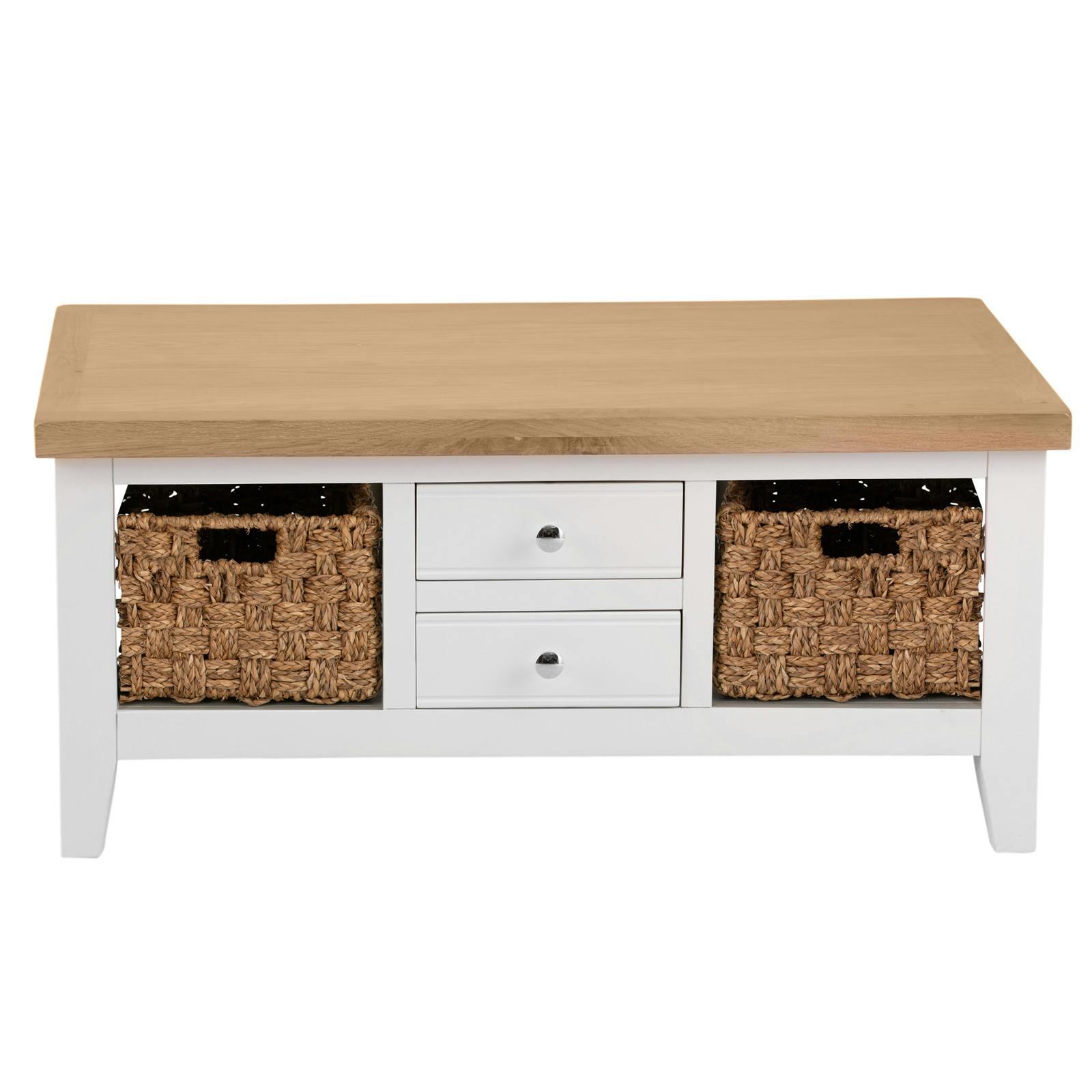 Table basse blanche avec paniers de rangement NAXOS | Tables basses ...