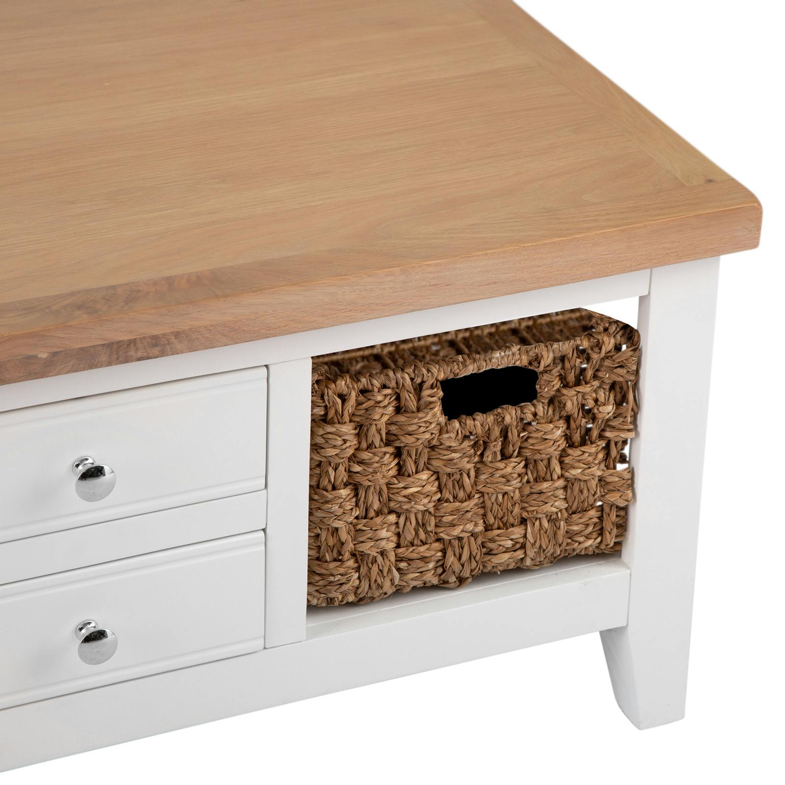 Table basse blanche avec paniers de rangement NAXOS | Tables basses ...