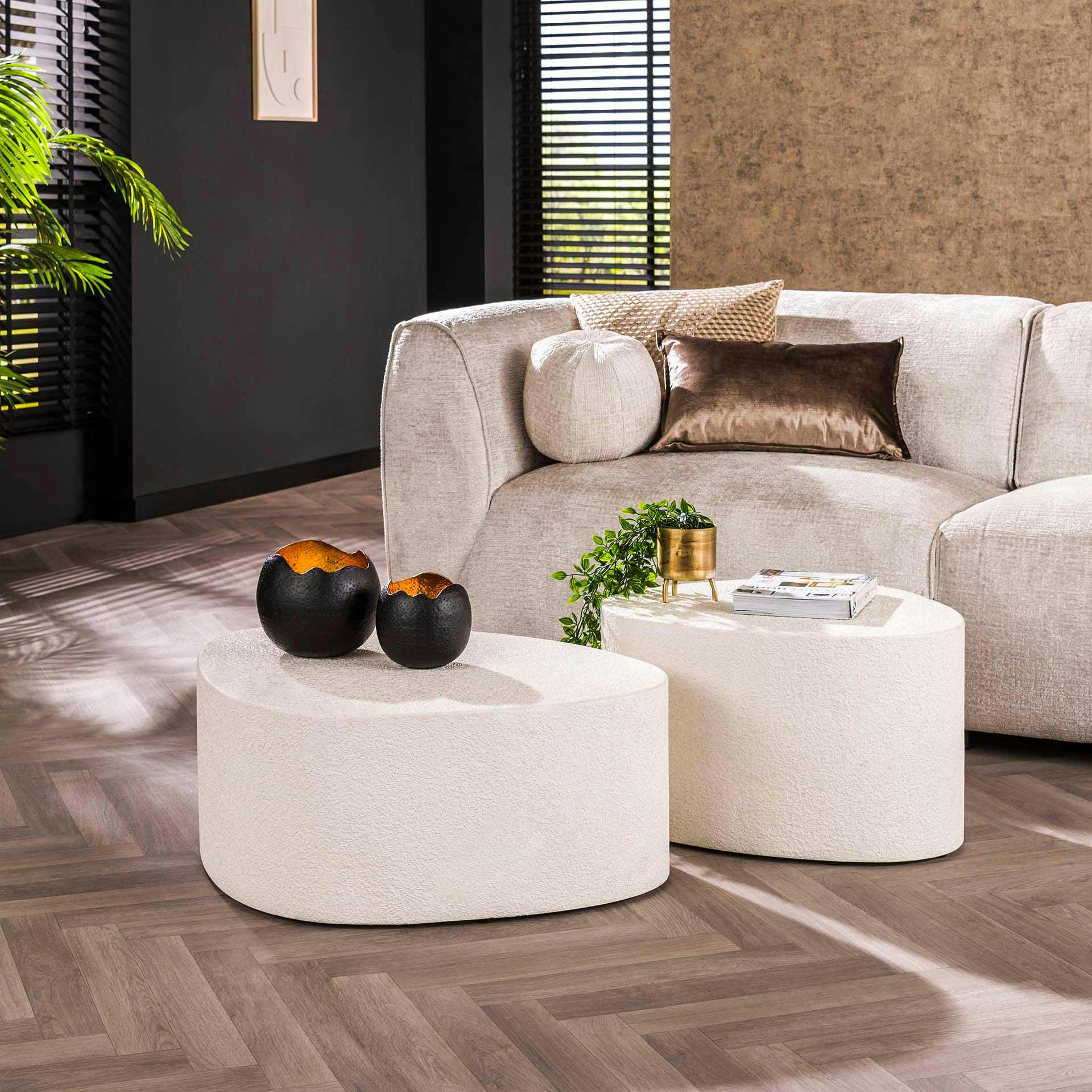 Table basse blanche en marbre composite forme triangle (lot de 2) TAJ ...