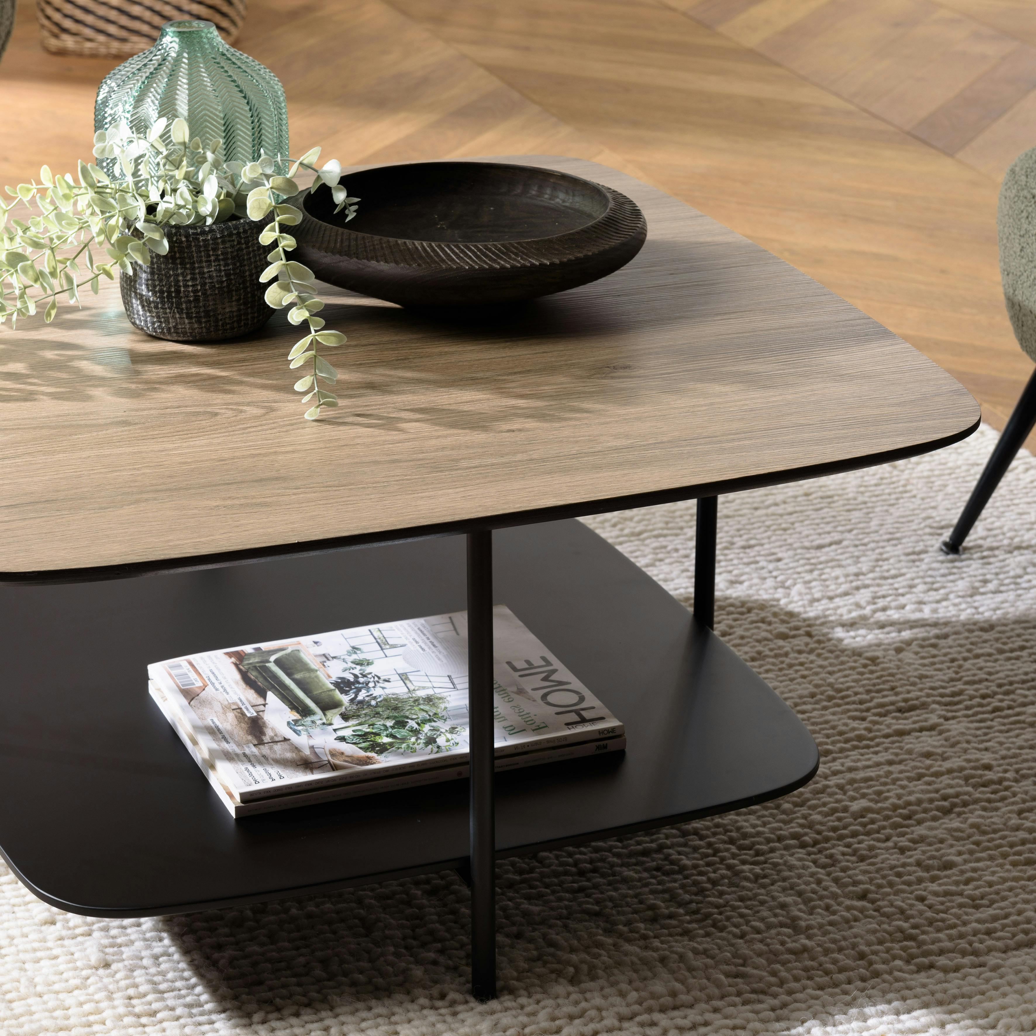 Table basse carrée 2 plateaux angles arrondis LANDAISE | Tables basses ...