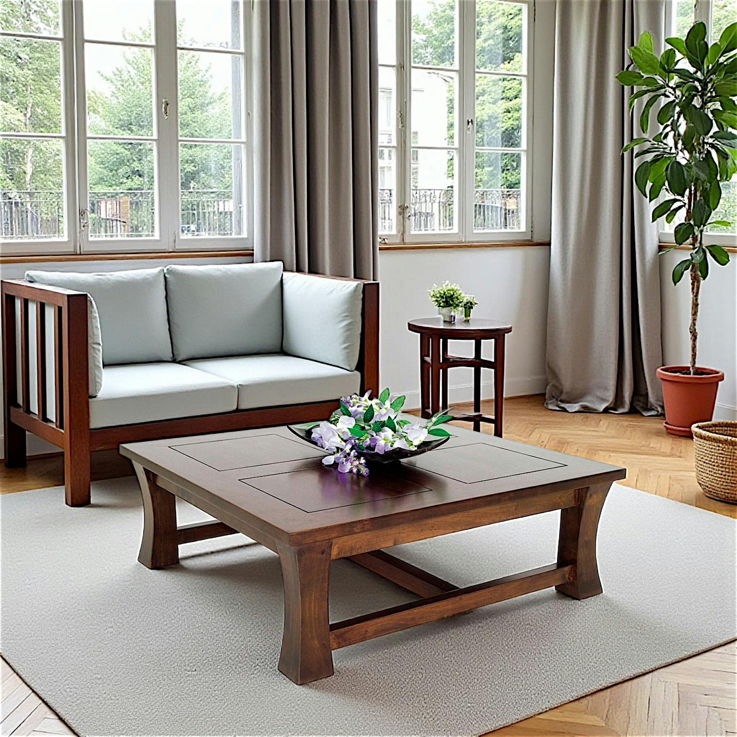 Table basse carrée hévéa 85cm MAORI | Tables basses | Pier Import