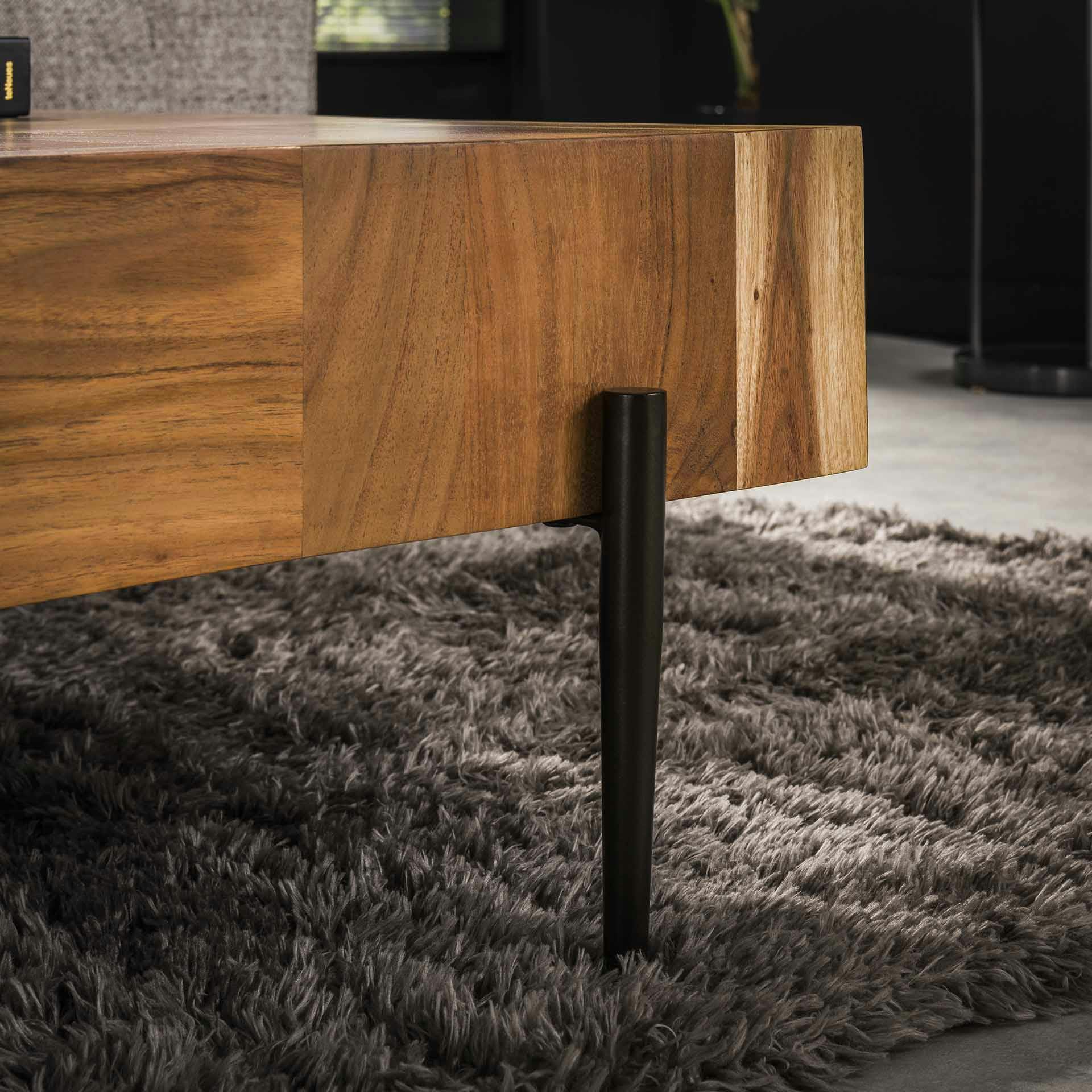 Table basse carrée motif damier en bois d'acacia MELBOURNE | Tables ...