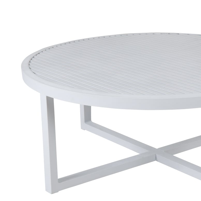 Table basse de jardin en aluminium blanc D 100 cm OSLO | Tables basses ...