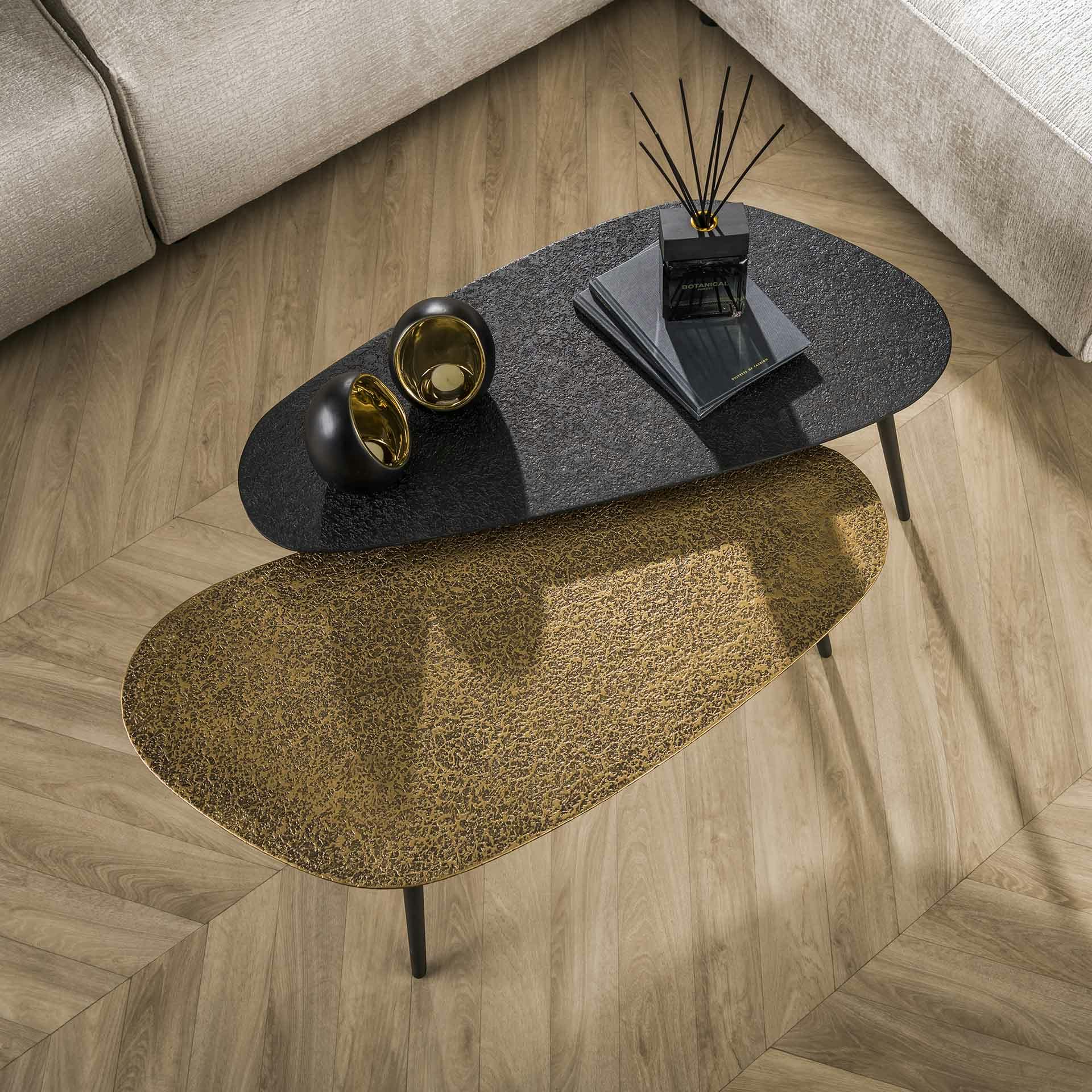 Table basse design organique couleur anthracite et cuivré (2 pièces ...