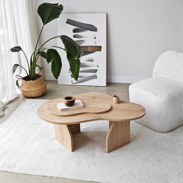 Table basse design organique effet bois, 2 plateaux MARFA | Tables ...