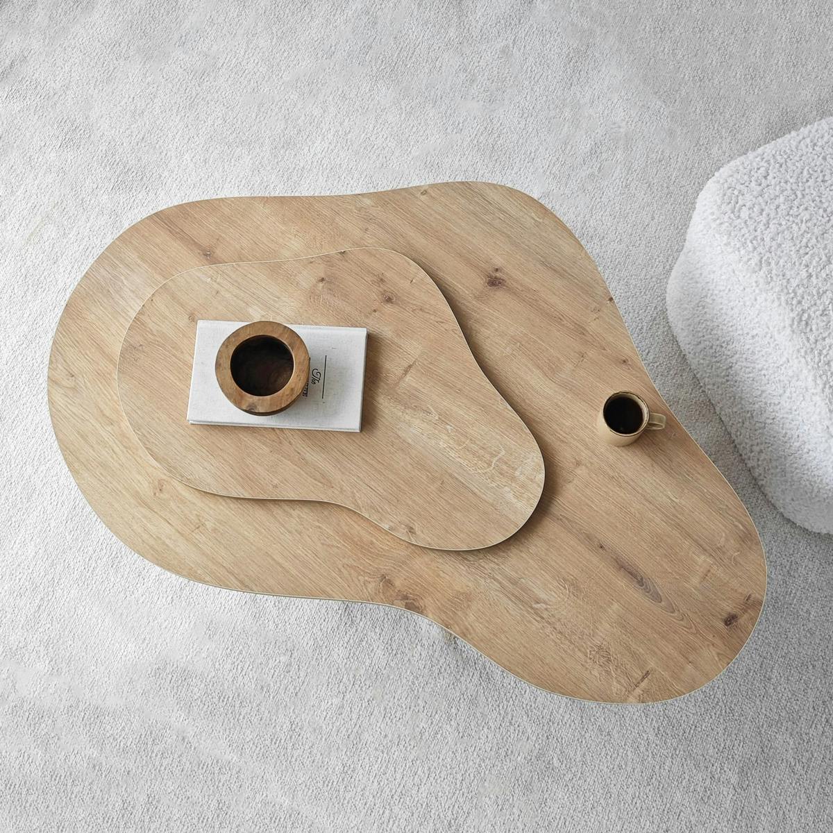 Table basse design organique effet bois, 2 plateaux MARFA | Tables ...