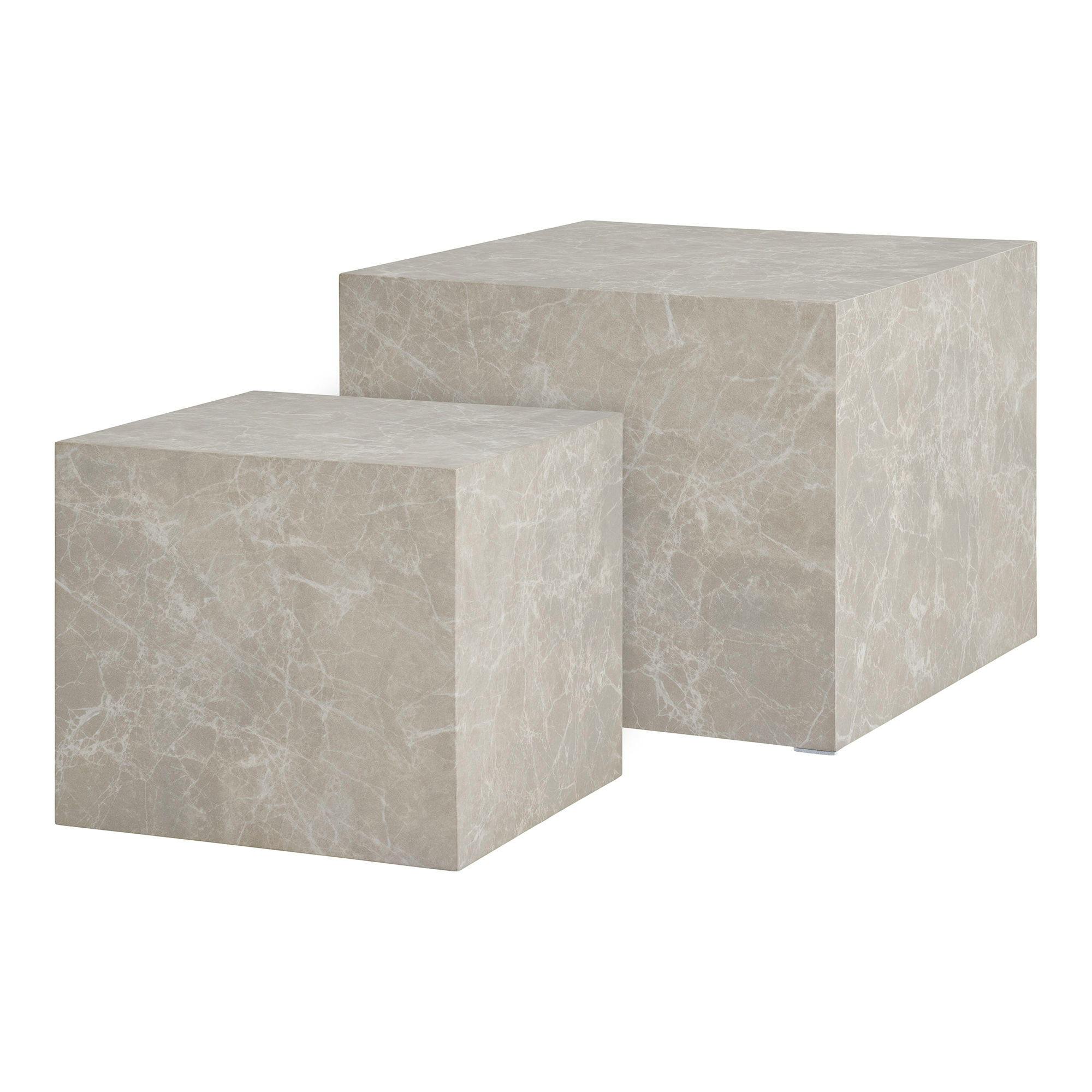 Table basse effet marbre beige - set de 2 cubes design TRINITE | Tables ...
