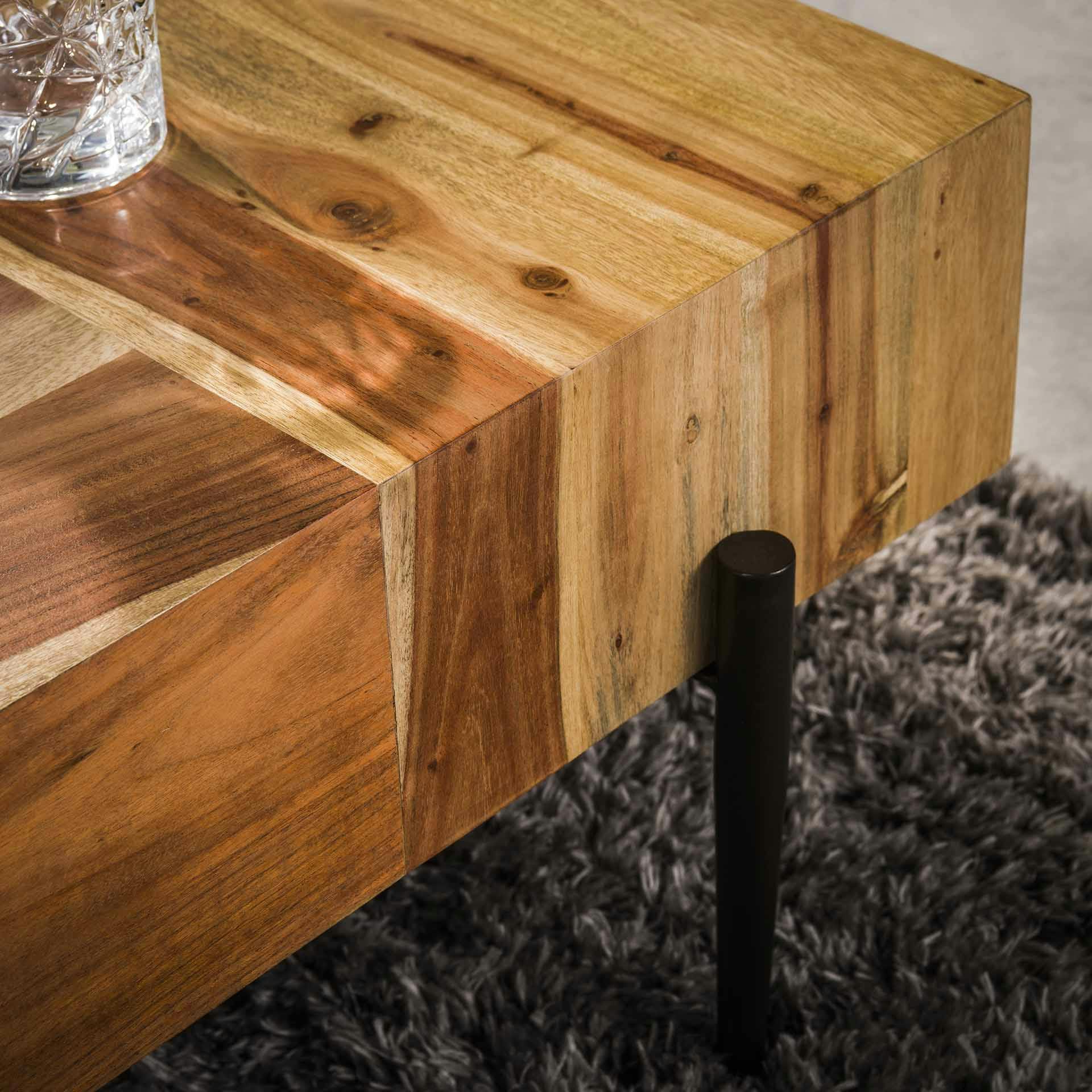Table basse en bois d'acacia motif damier MELBOURNE | Tables basses ...