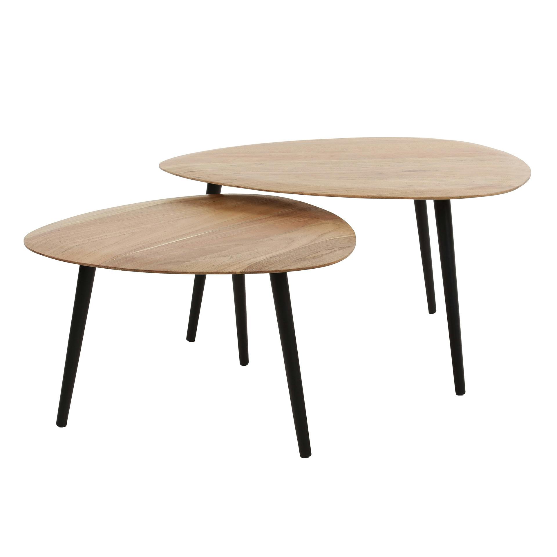 Table basse en bois massif forme triangle (lot de 2) MELBOURNE | Tables ...