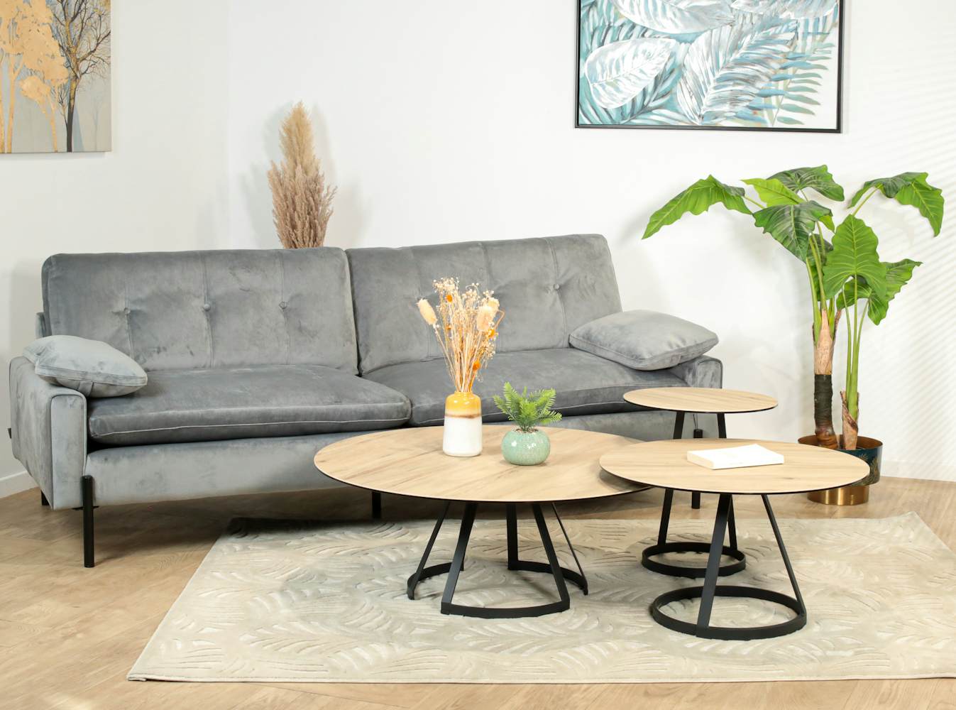 Table basse gigogne en céramique effet bois clair (lot de 3 pièces ...