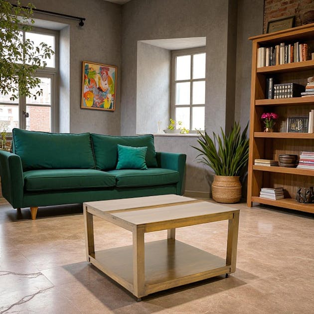 Table basse Hévéa double plateaux 70x70x40cm GALA | Tables basses ...