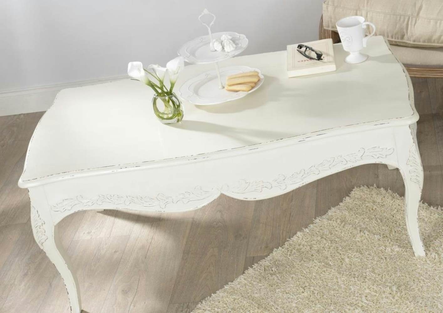 Table Basse Bois Blanc Vieilli