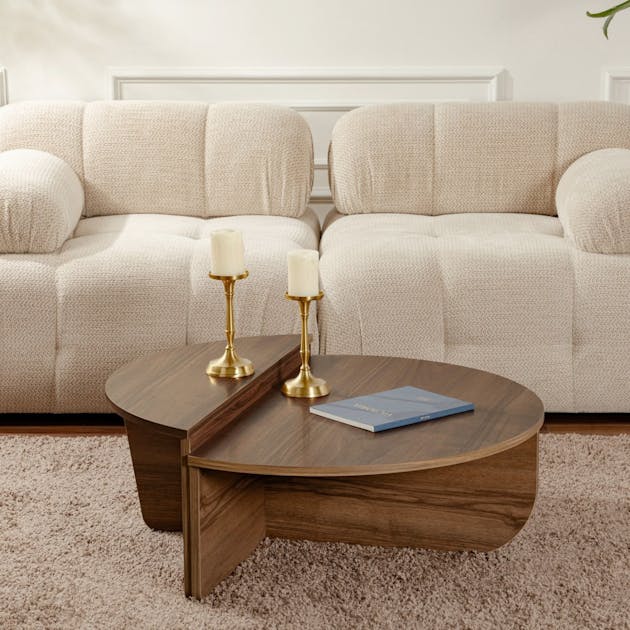 Table basse moderne effet bois de noyer - 2 hauteurs MARFA | Tables ...