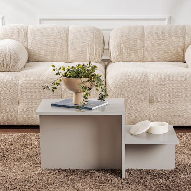 Table basse moderne grise - effet laqué, 2 niveaux MARFA | Tables basses | Pier Import