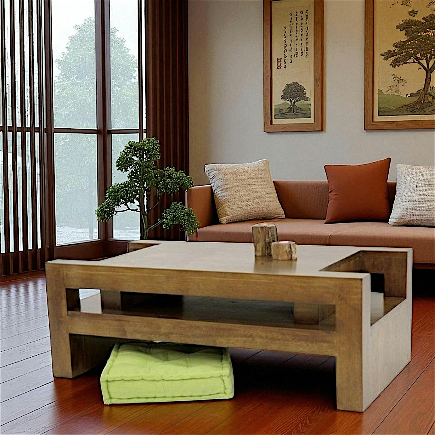 Table basse moderne hévéa 110x40cm MAORI | Tables basses | Pier Import