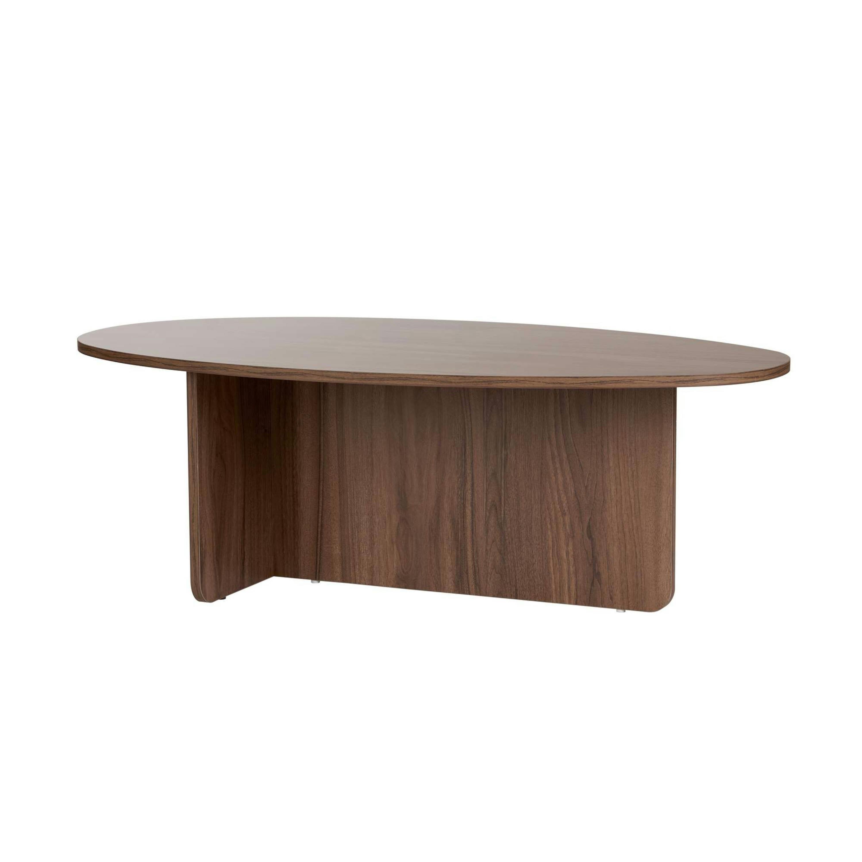 Table basse moderne ovale effet noyer – pied en T MARFA | Tables basses ...
