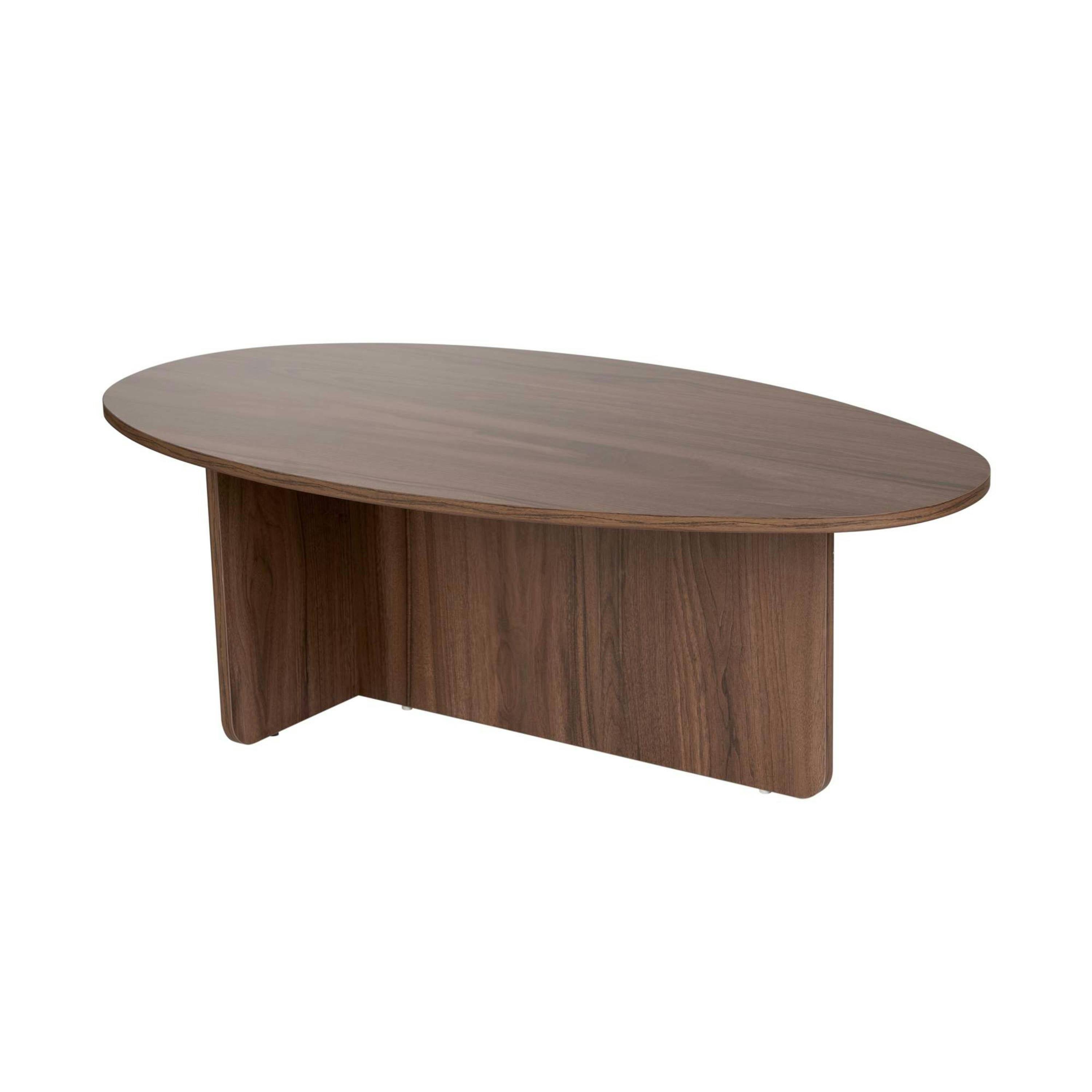Table basse moderne ovale effet noyer – pied en T MARFA | Tables basses ...