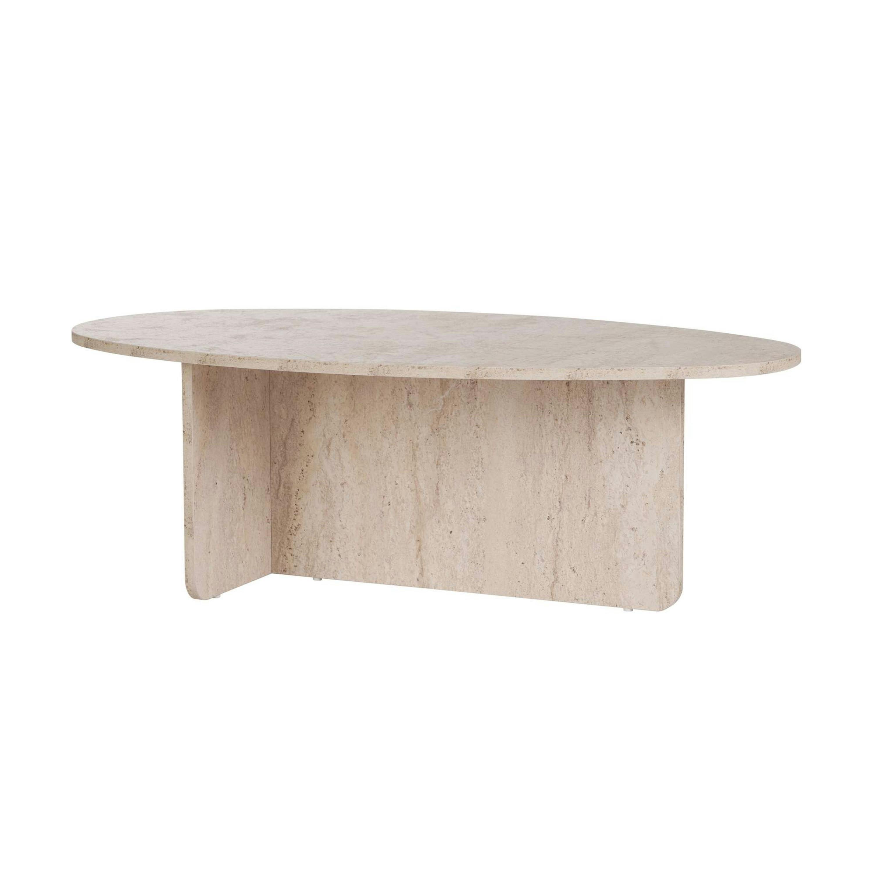 Table basse moderne ovale effet travertin – pied en T MARFA | Tables ...