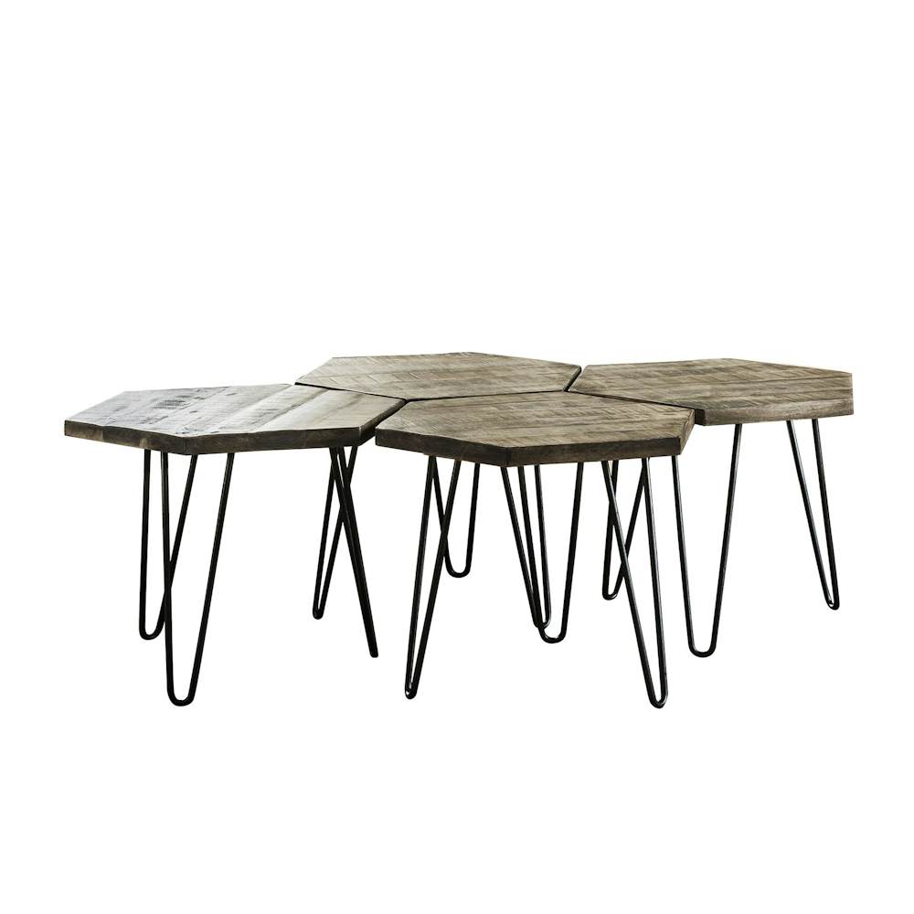 Table basse modulable graphique couleur grise (4 pièces) LUCKNOW ...