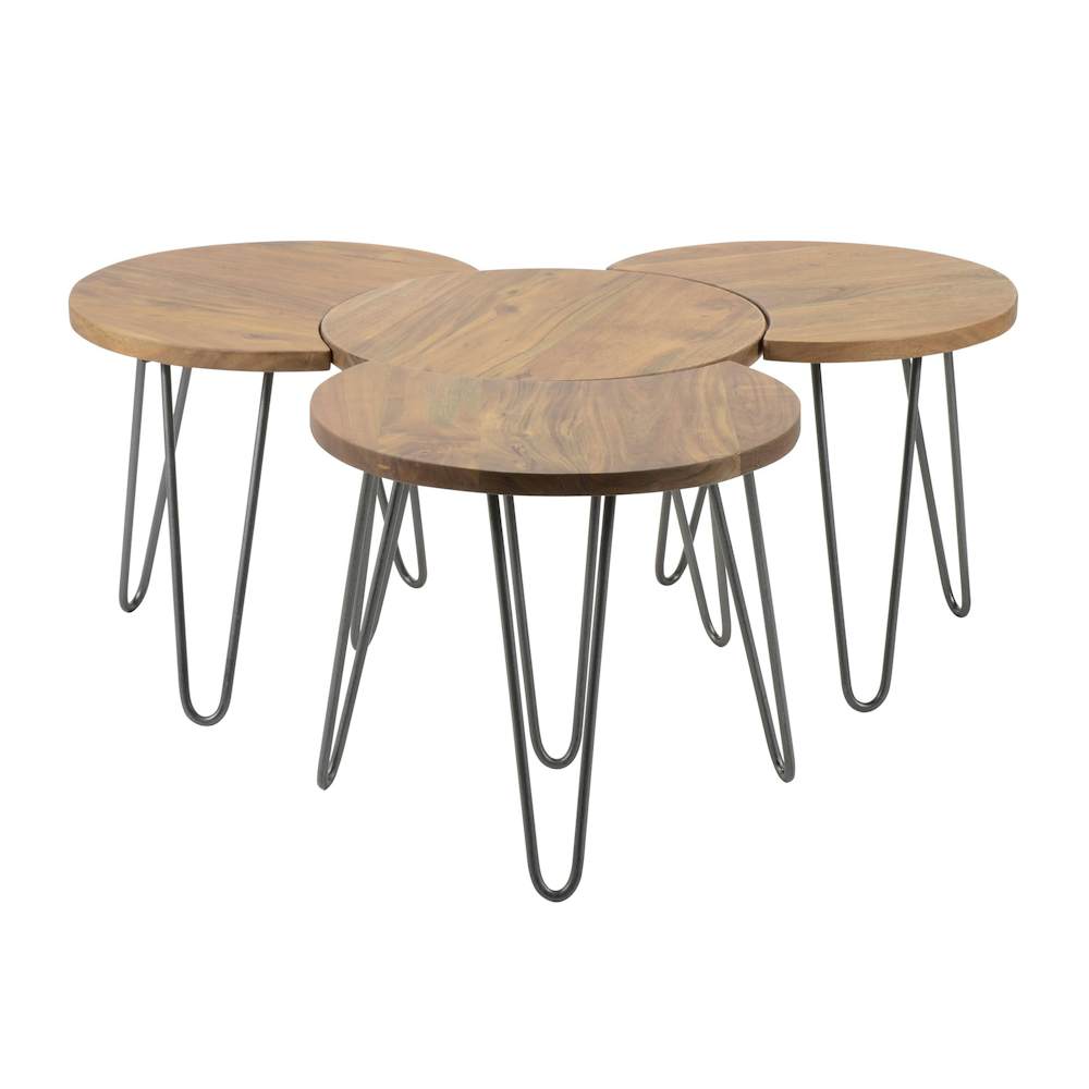 Table basse modulable ronde bois d'acacia (4 pièces) MELBOURNE | Tables ...