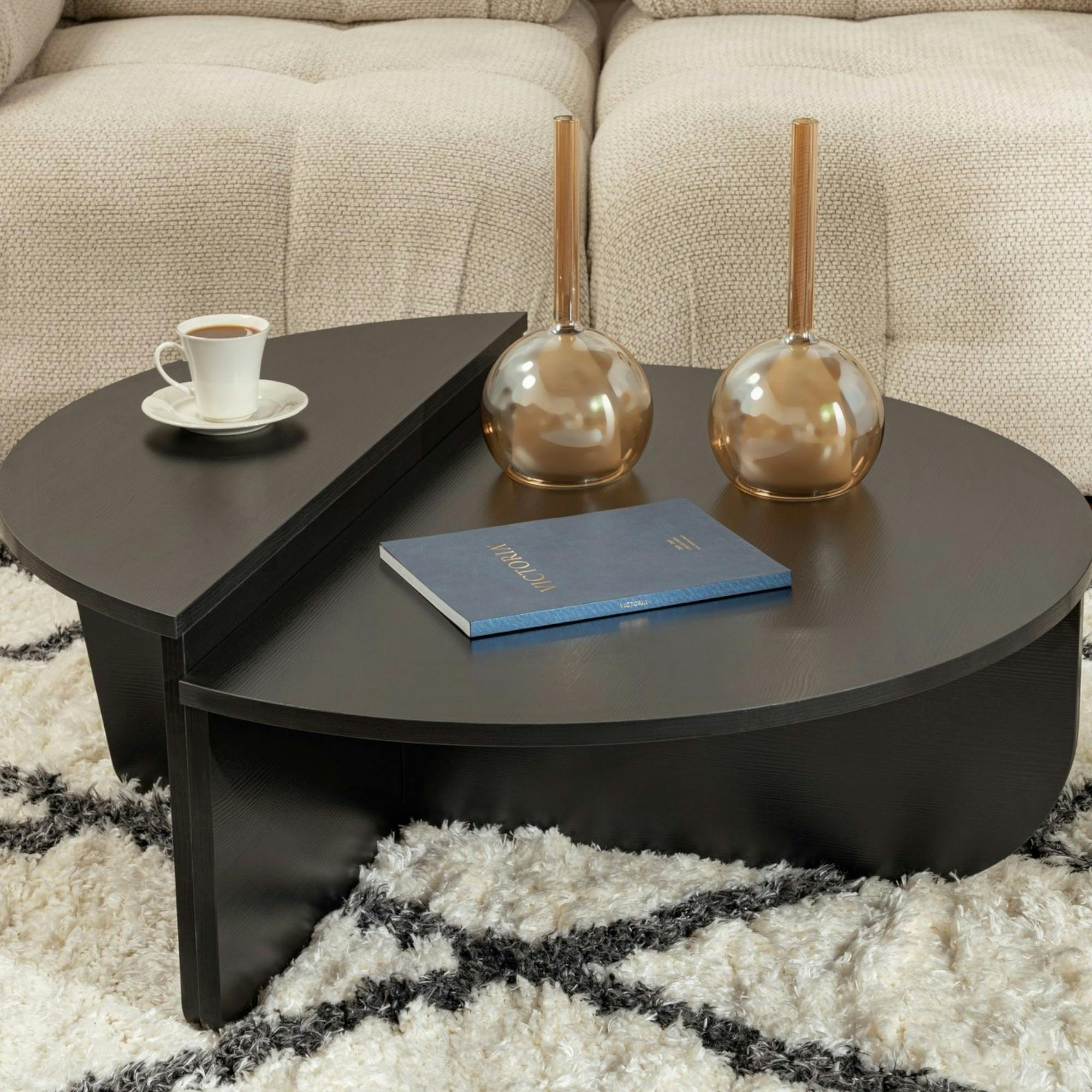Table basse noire moderne effet bois - 2 hauteurs MARFA | Tables basses ...