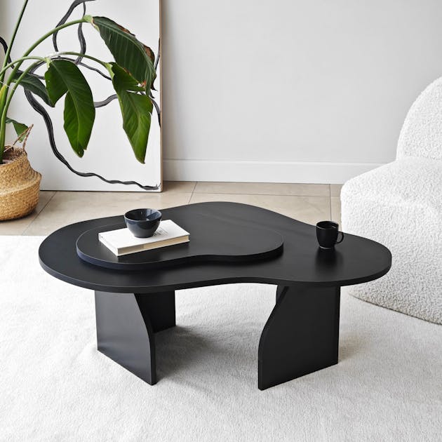 Table basse noire organique effet bois, 2 plateaux MARFA | Tables ...