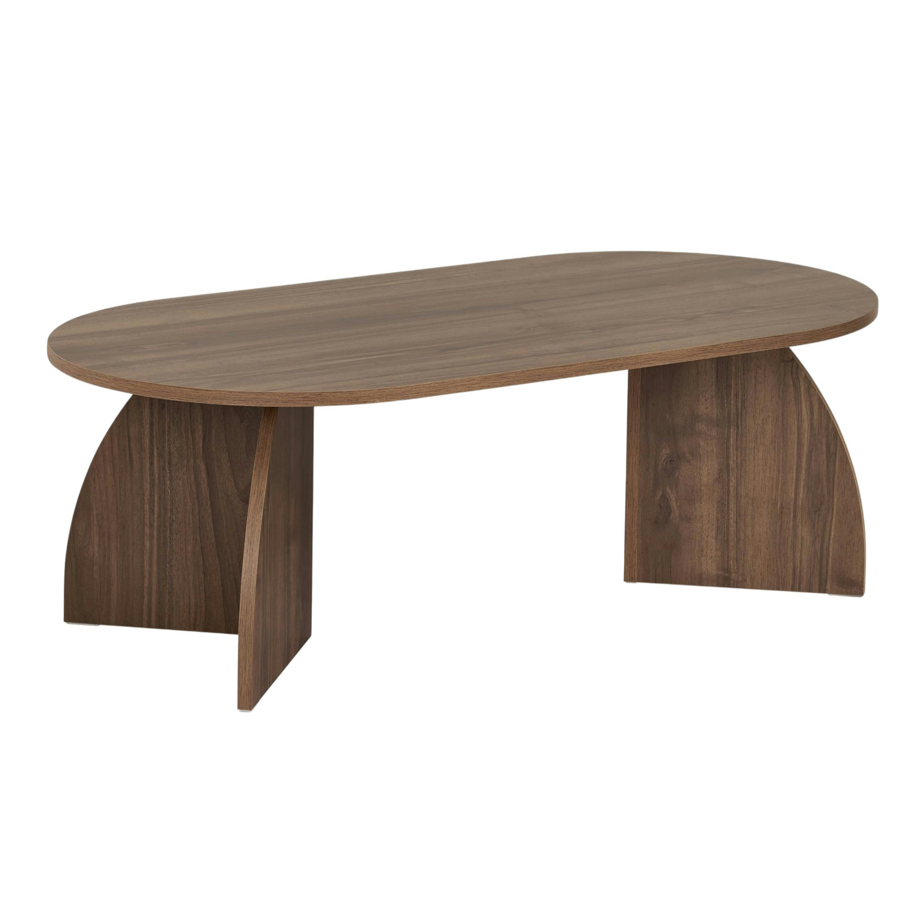 Table basse ovale effet bois de noyer pieds courbes MARFA | Tables ...
