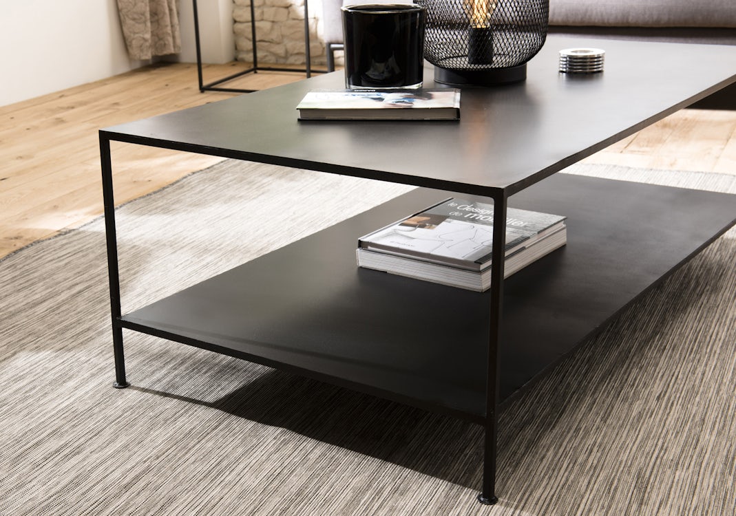 Table Basse Rectangulaire Métal Noir Double Plateau Liverpool Tables