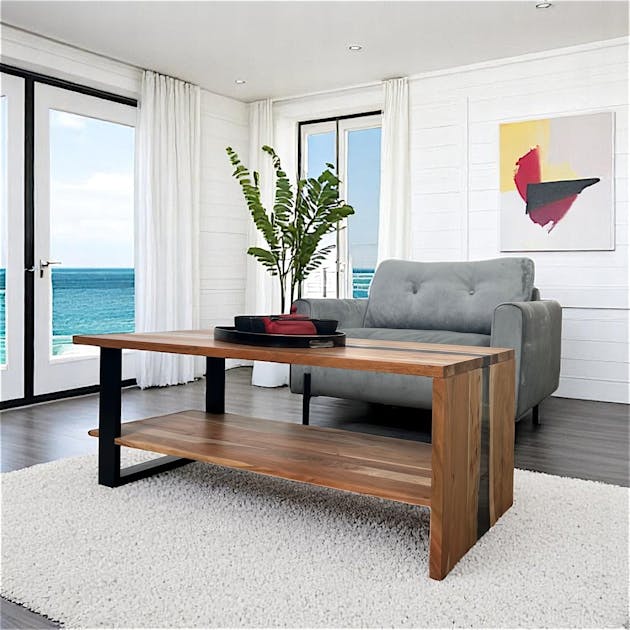 Table basse rivière epoxy noir et bois d'acacia BORA | Tables basses | Pier Import