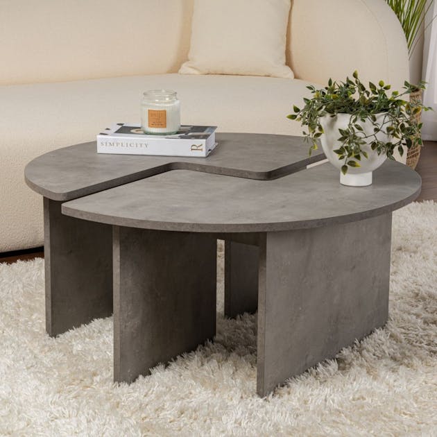 Table basse ronde effet béton – design puzzle MARFA | Tables basses ...