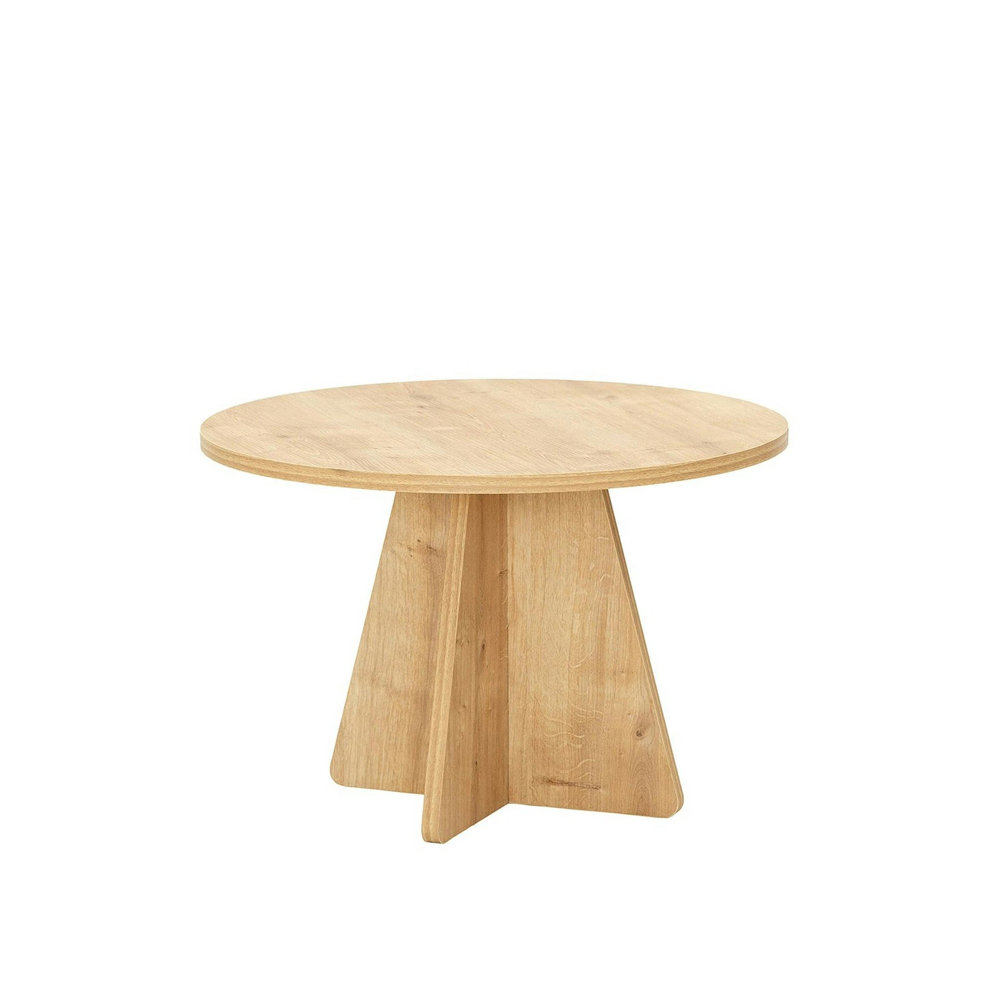 Table basse ronde effet bois clair & pieds trapèze MARFA | Tables ...