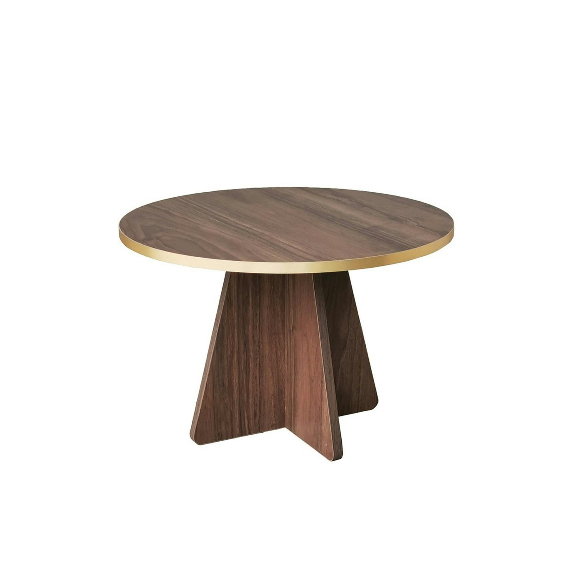 Table basse ronde effet noyer & pieds trapèze MARFA | Tables basses ...