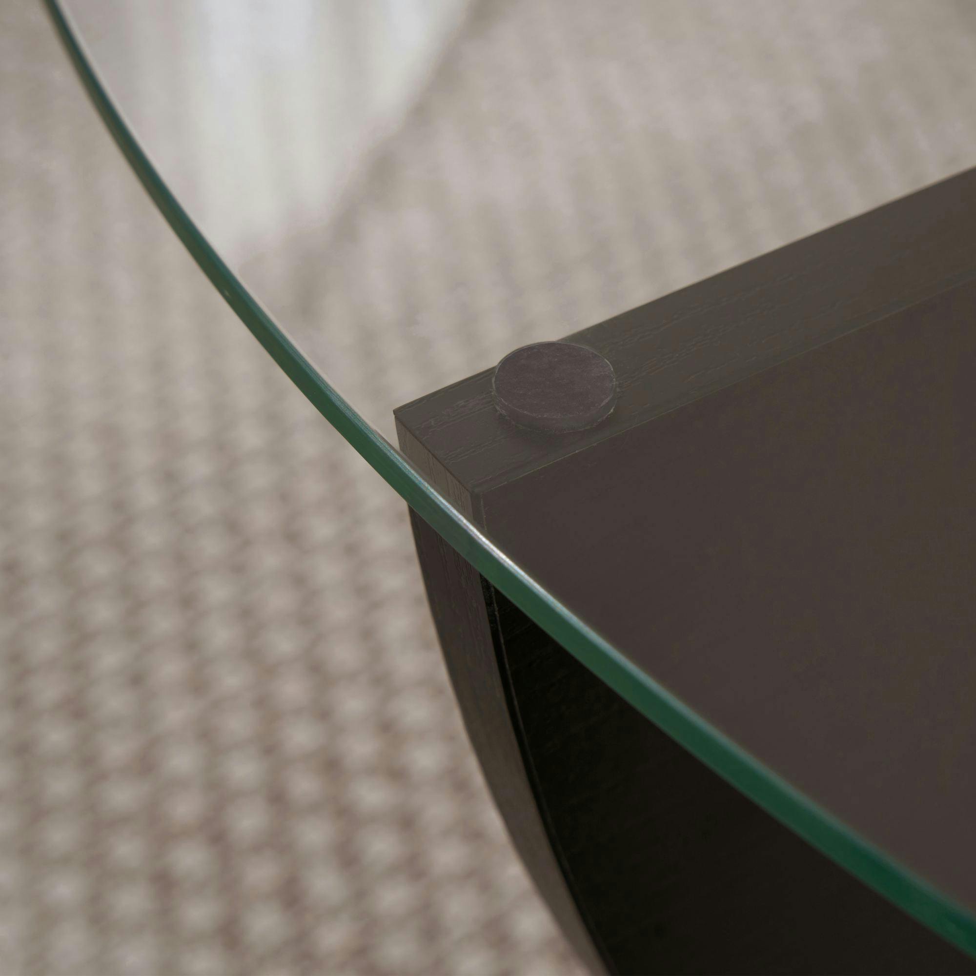 Table basse ronde en verre pied croisé effet bois noir SALTA | Tables ...