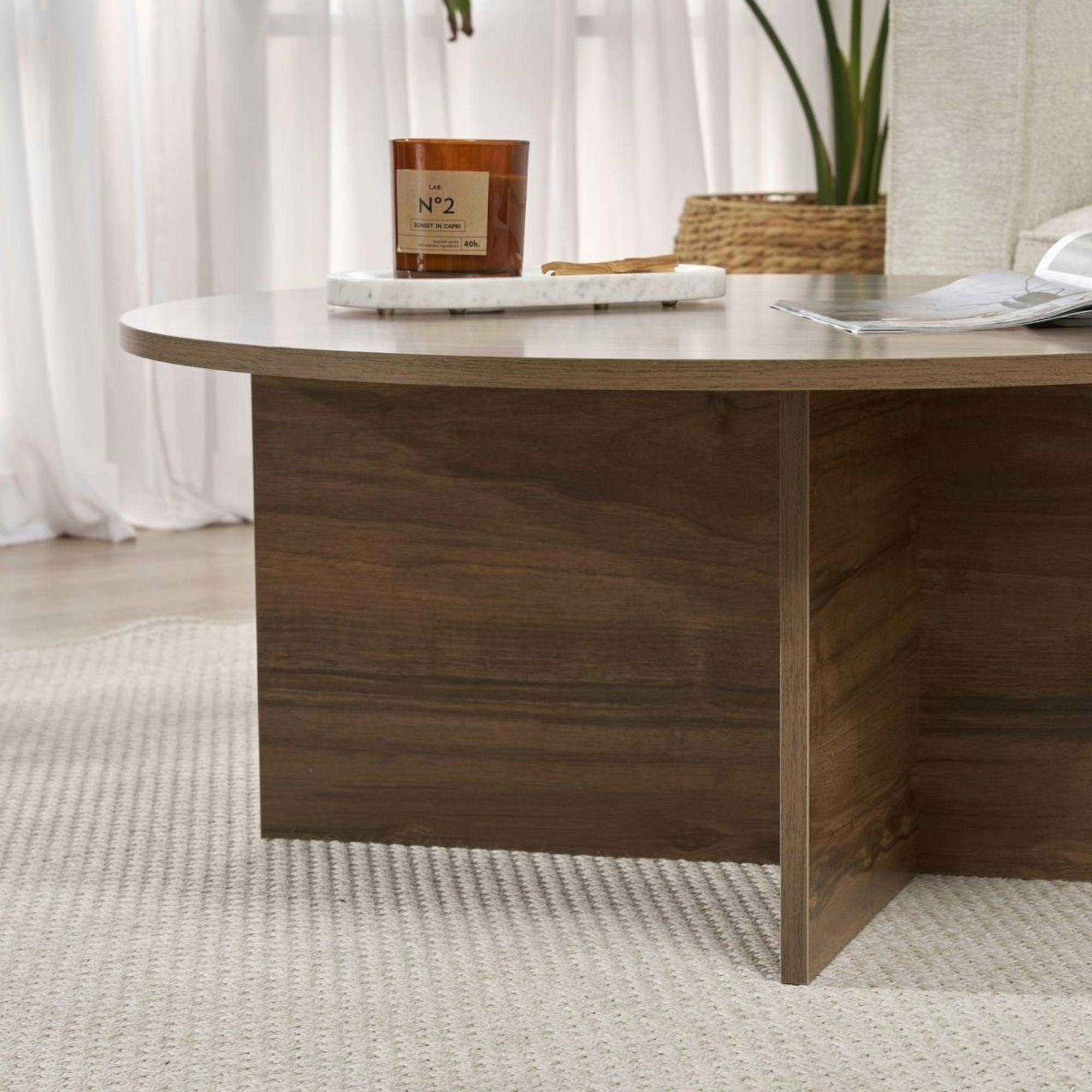 Table basse ronde minimaliste - effet bois de noyer MARFA | Tables ...