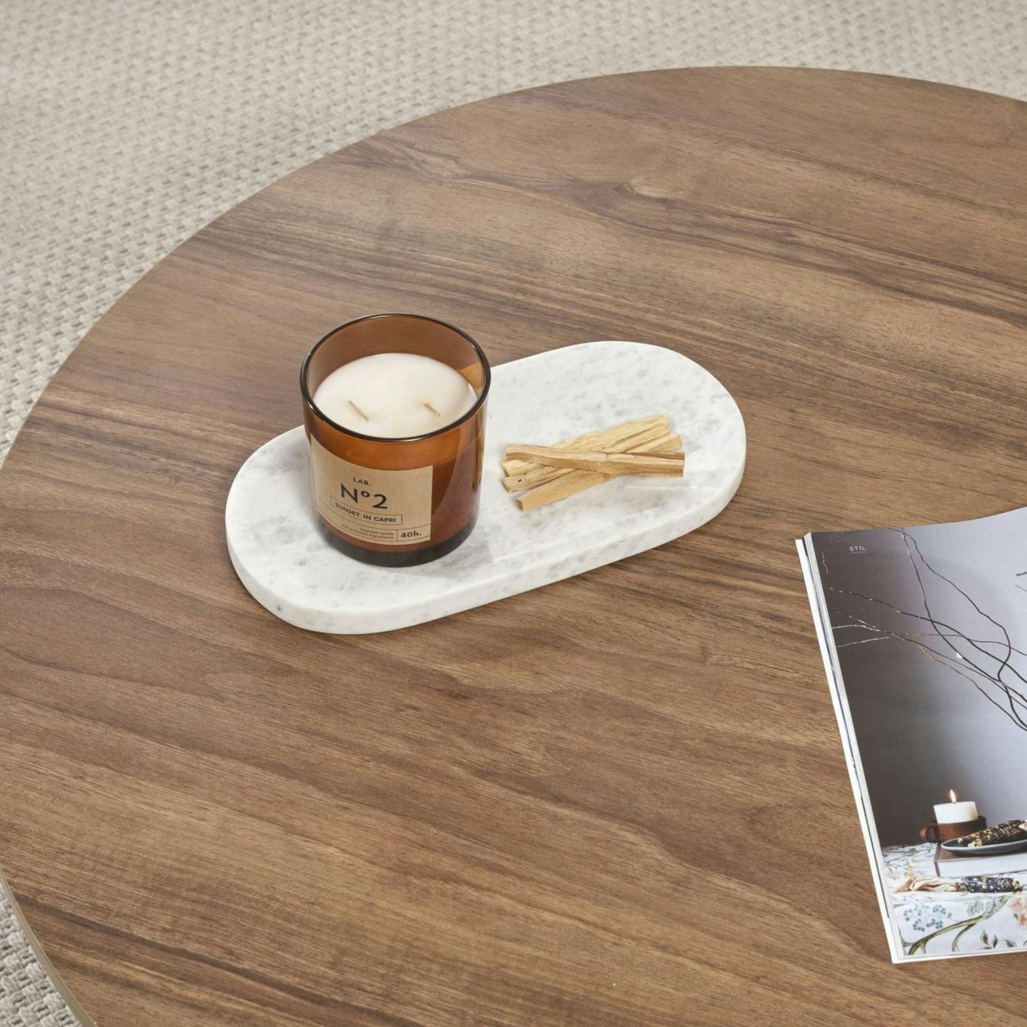 Table basse ronde minimaliste - effet bois de noyer MARFA | Tables ...