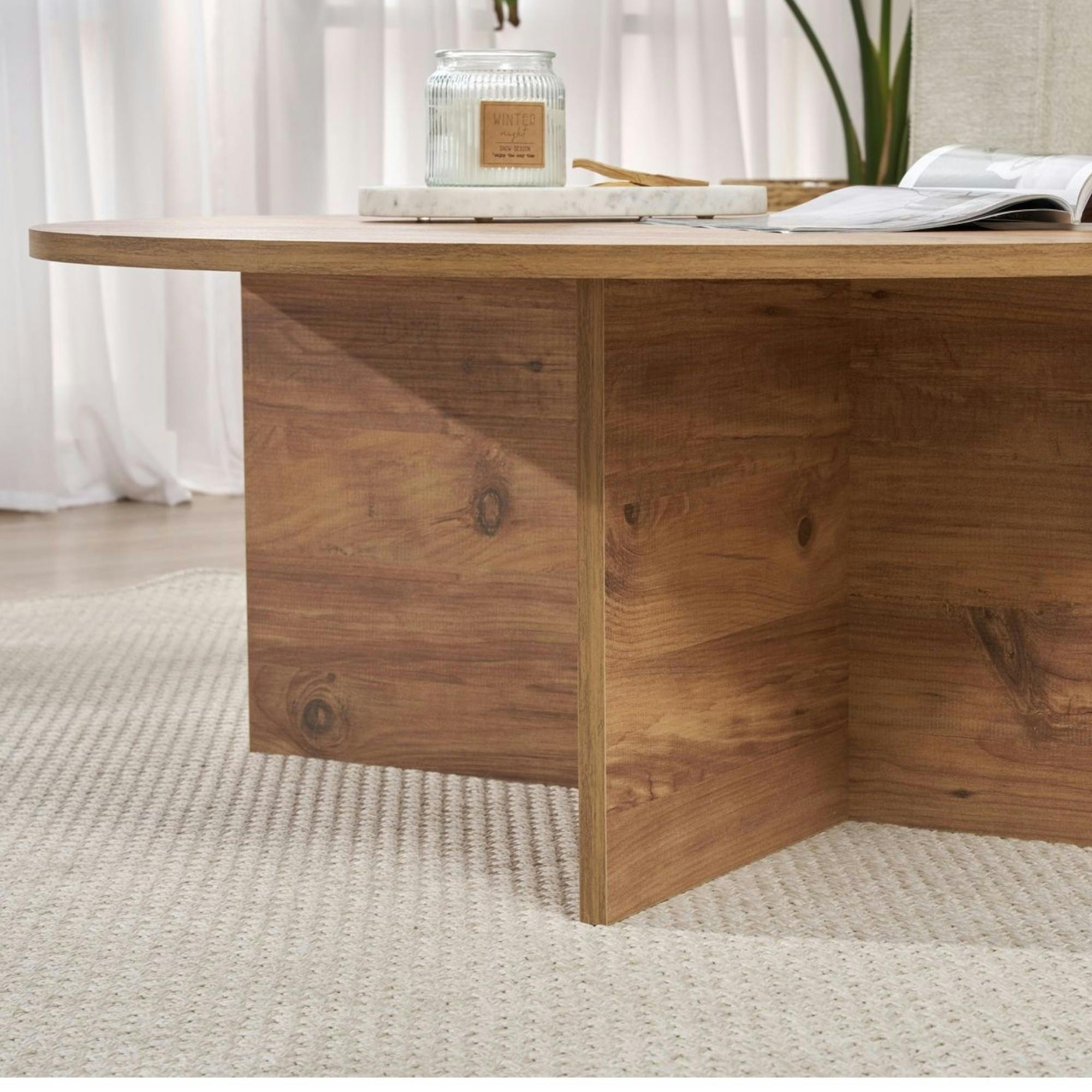 Table basse ronde minimaliste - effet bois de pin MARFA | Tables basses ...