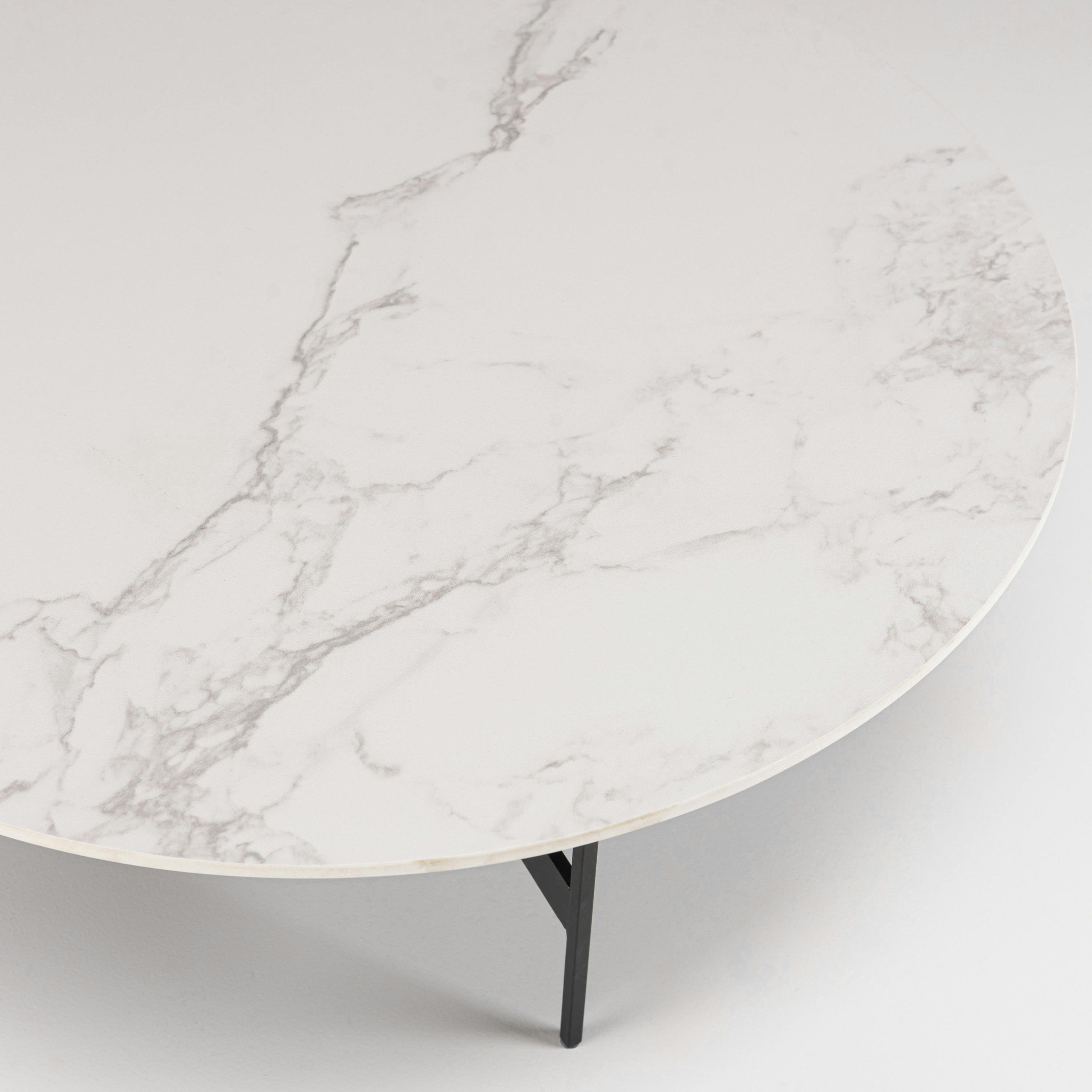 Table basse ronde plateau blanc pierre marbrée CORUMBA | Tables basses ...