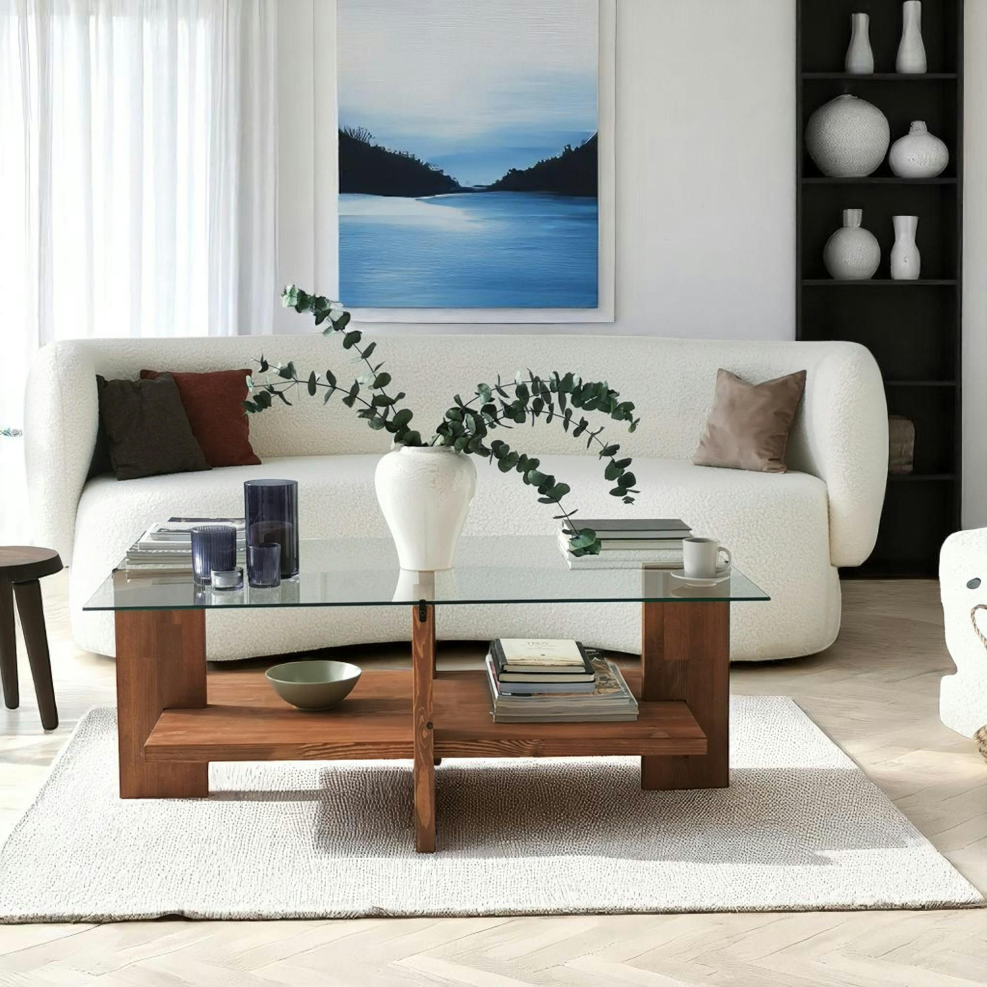 Table basse verre et bois brun - 2 plateaux LHASA | Tables basses ...