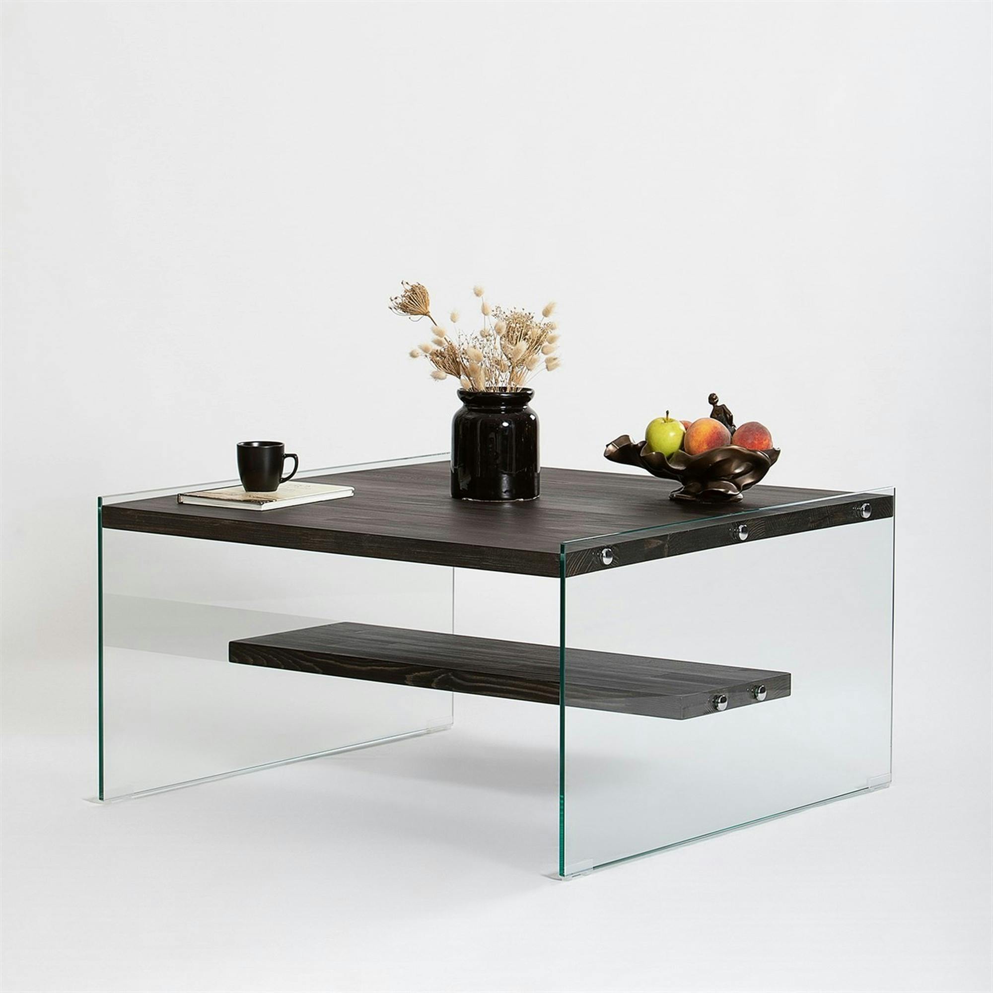 Table basse verre et bois - plateaux gris suspendus, LHASA | Tables ...