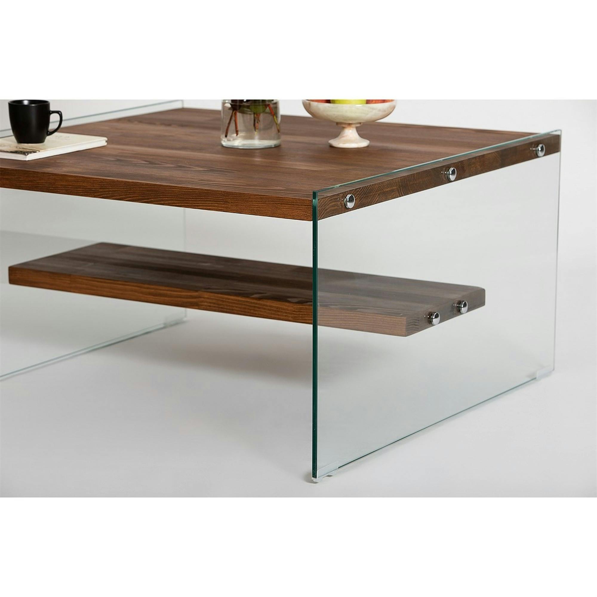 Table basse verre et bois - plateaux marrons suspendus LHASA | Tables ...