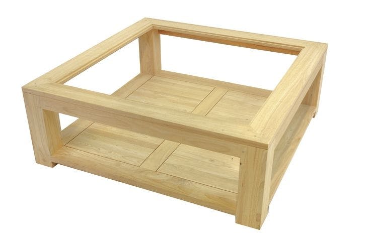 Table basse vitrée hévéa 110X110cm HELENA | Tables basses | Pier Import