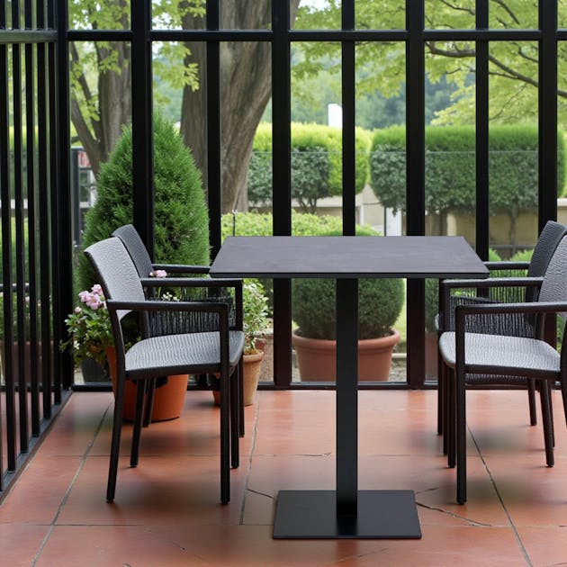 Table bistrot mélamine grise - pied métal noir, 70 cm NAPA | Tables à ...