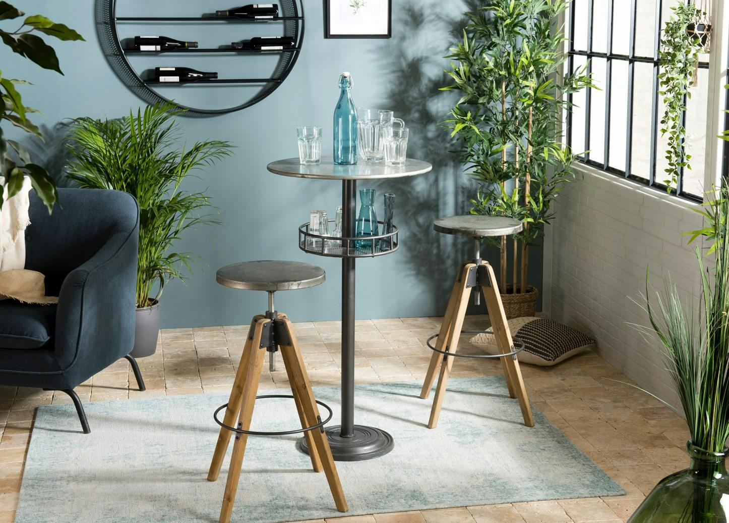 Table bistrot ronde zinc métal BOSTON | Tables hautes / Mange-debout ...