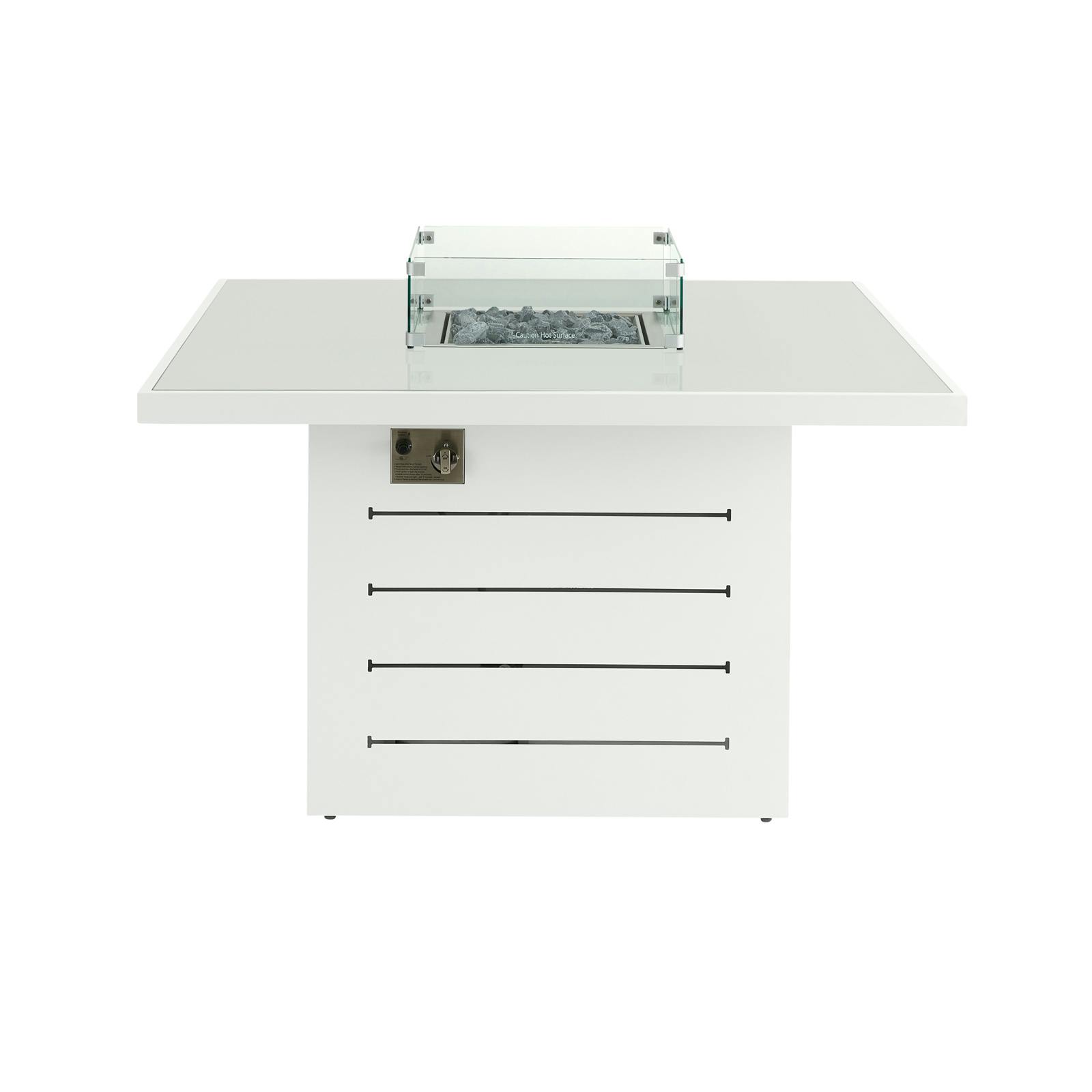 Table brasero carrée en aluminium blanc et en verre MAJORQUE | Tables à ...