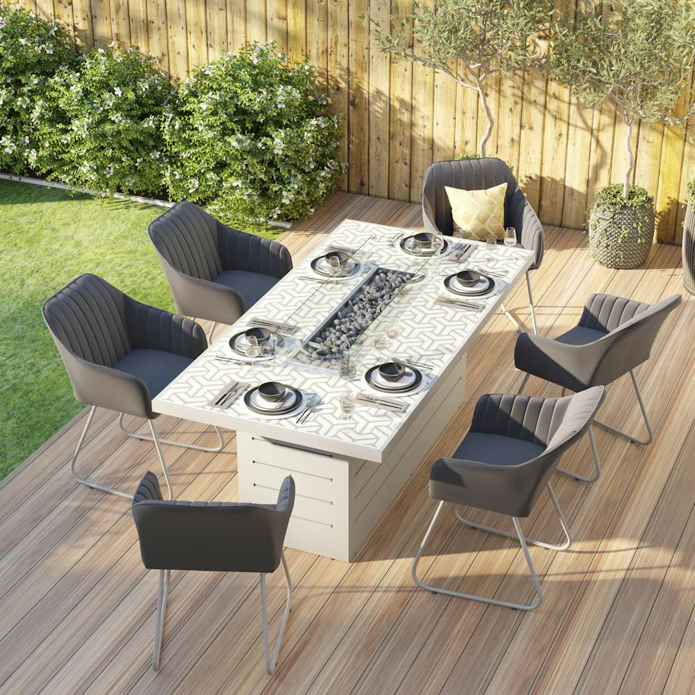 Table brasero en aluminium gris et plateau motifs graphiques LANZAROTE ...