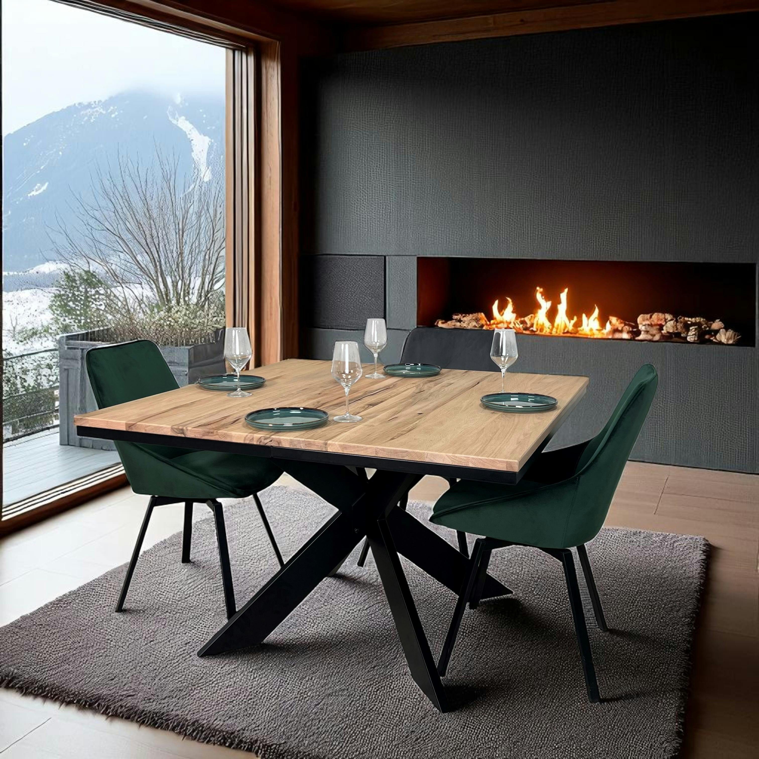 Table carrée extensible en chêne blanc 120 cm PALERME | Tables à manger ...