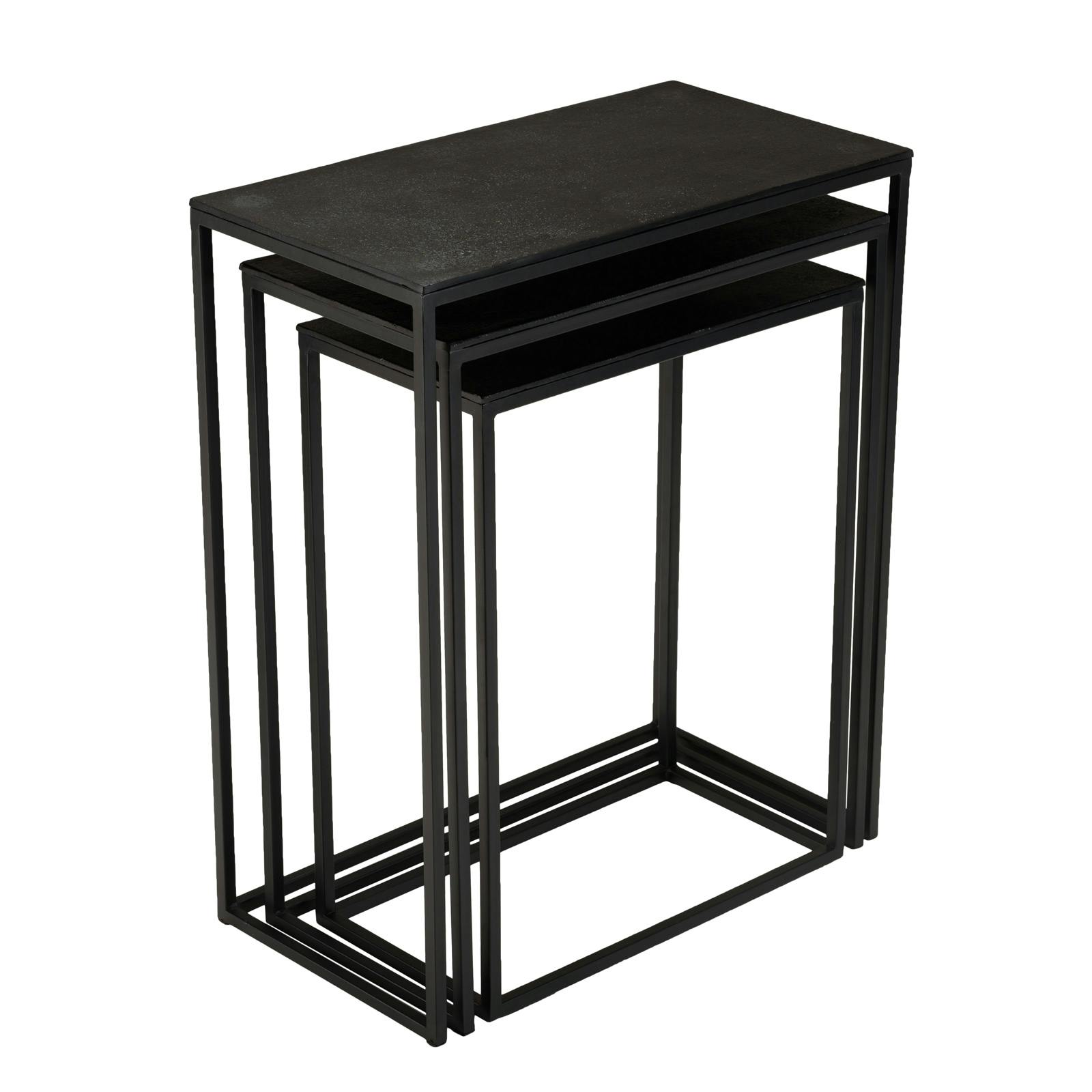 Table d'appoint gigogne en métal noir (lot de 3) ZALA | Tables gigognes | Pier Import